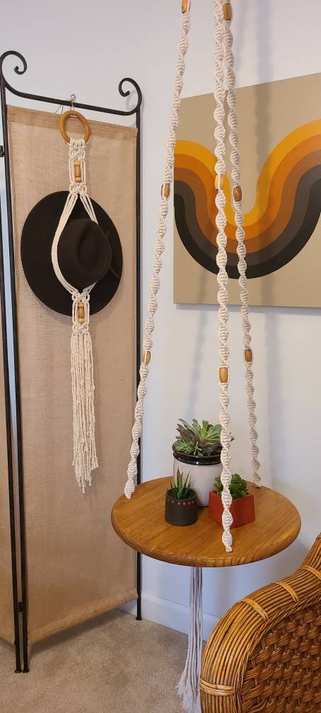 Handmade Macrame Hanging Table / Boho Macrame Table / Plant Holder / 18 ...