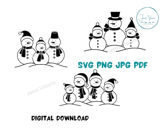 Black And White Snowman Family Clipart