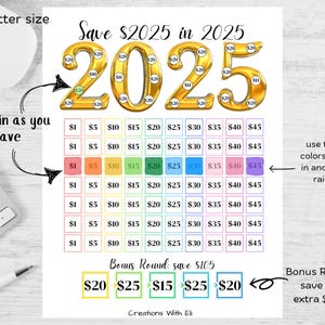 Save 2025 Dollars in 2025 Plus Bonus Round | Printable PDF Saving ...
