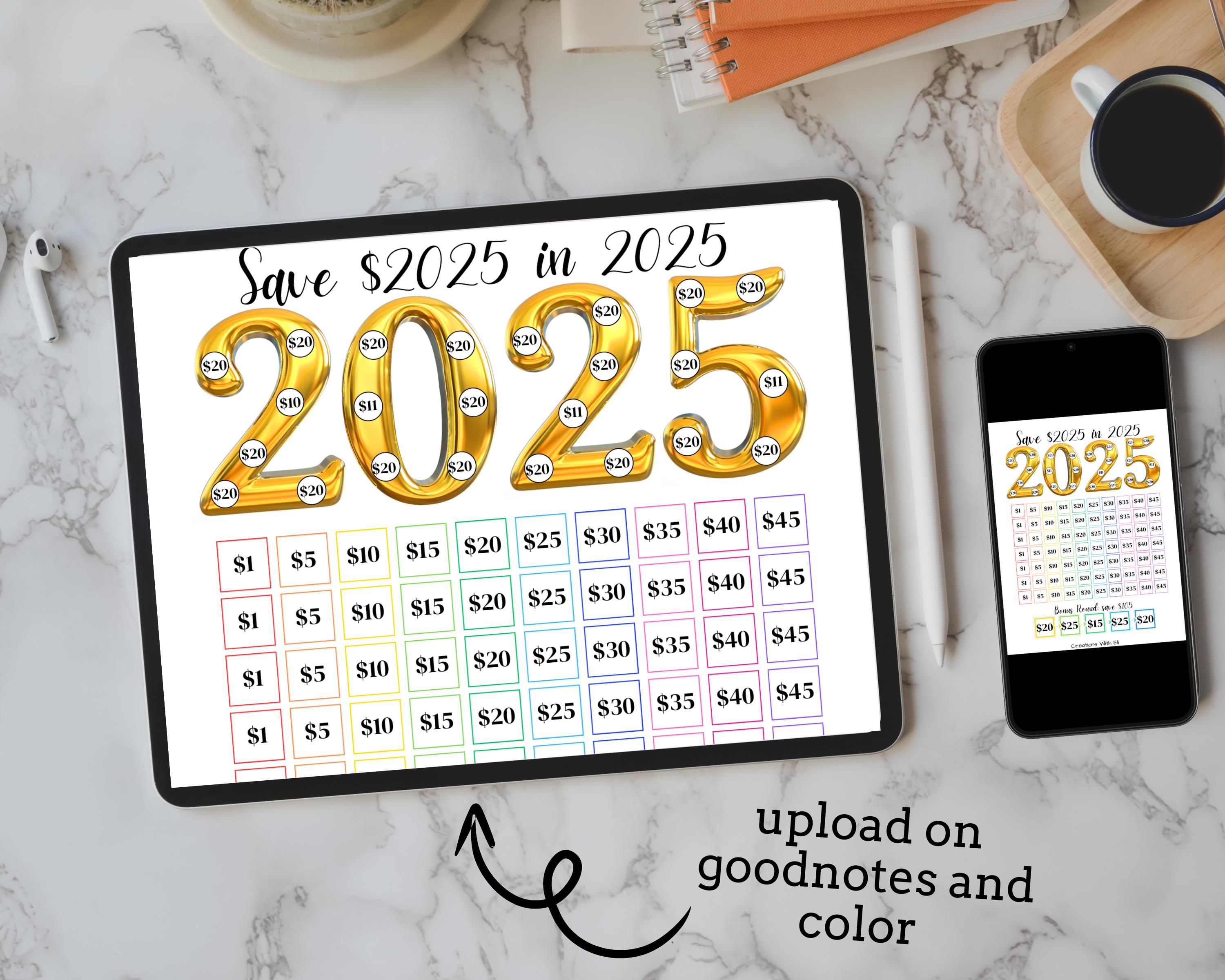 Save 2025 Dollars in 2025 Plus Bonus Round | Printable PDF Saving ...
