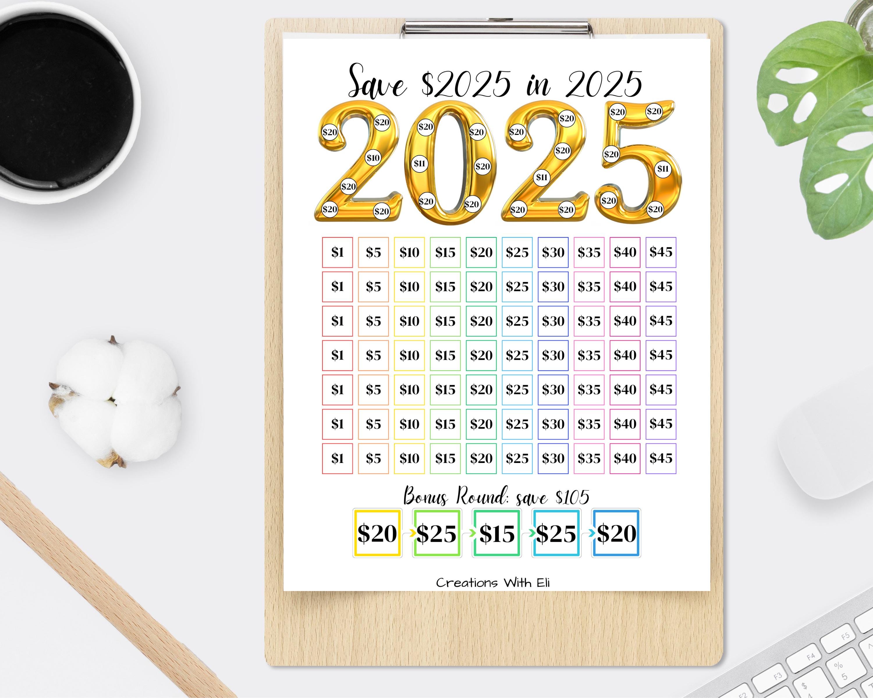 Save 2025 Dollars in 2025 Plus Bonus Round | Printable PDF Saving ...