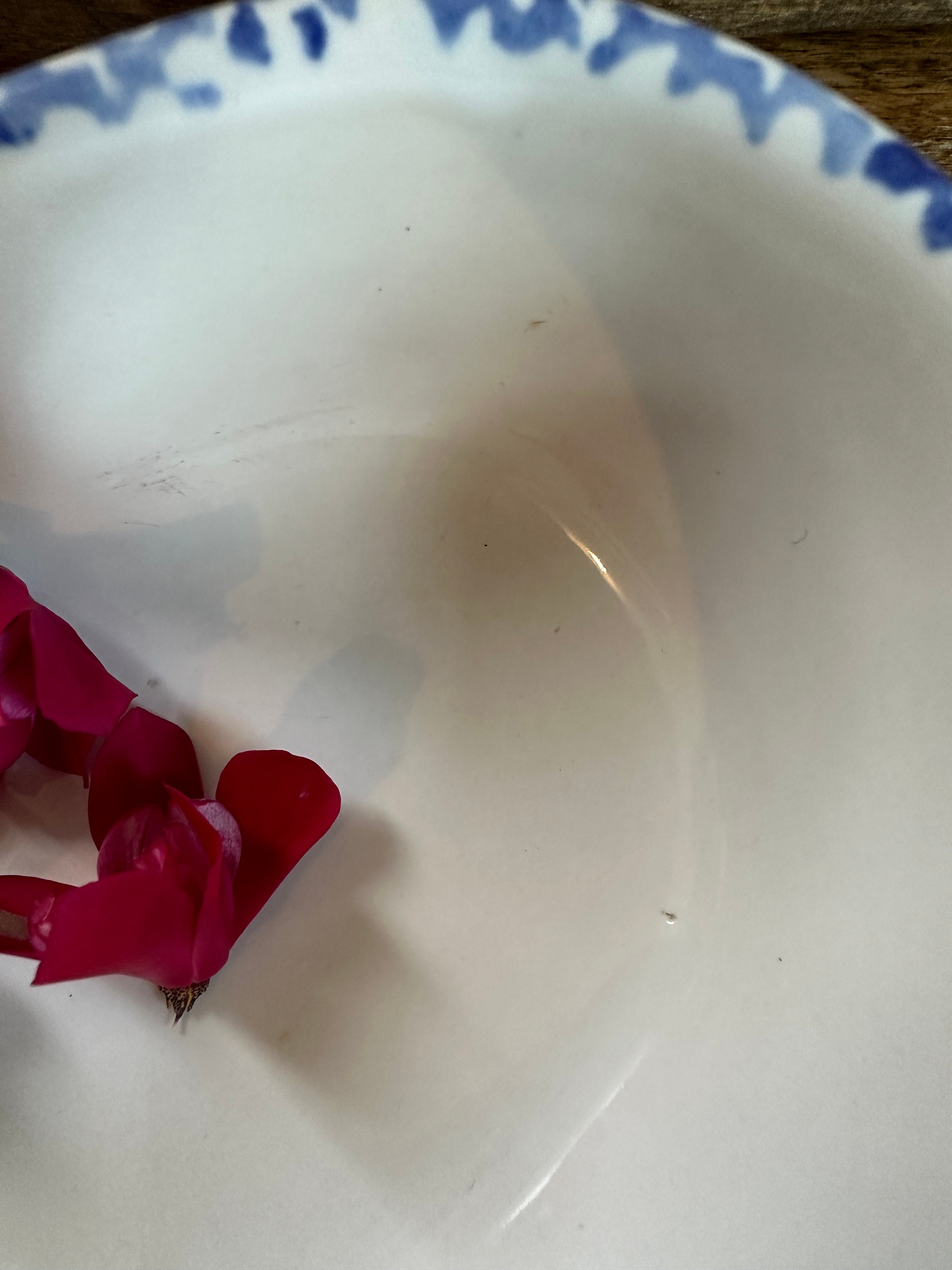 Blue and White Spongeware Heart Shaped Pottery Bowl Trinket Dish ...