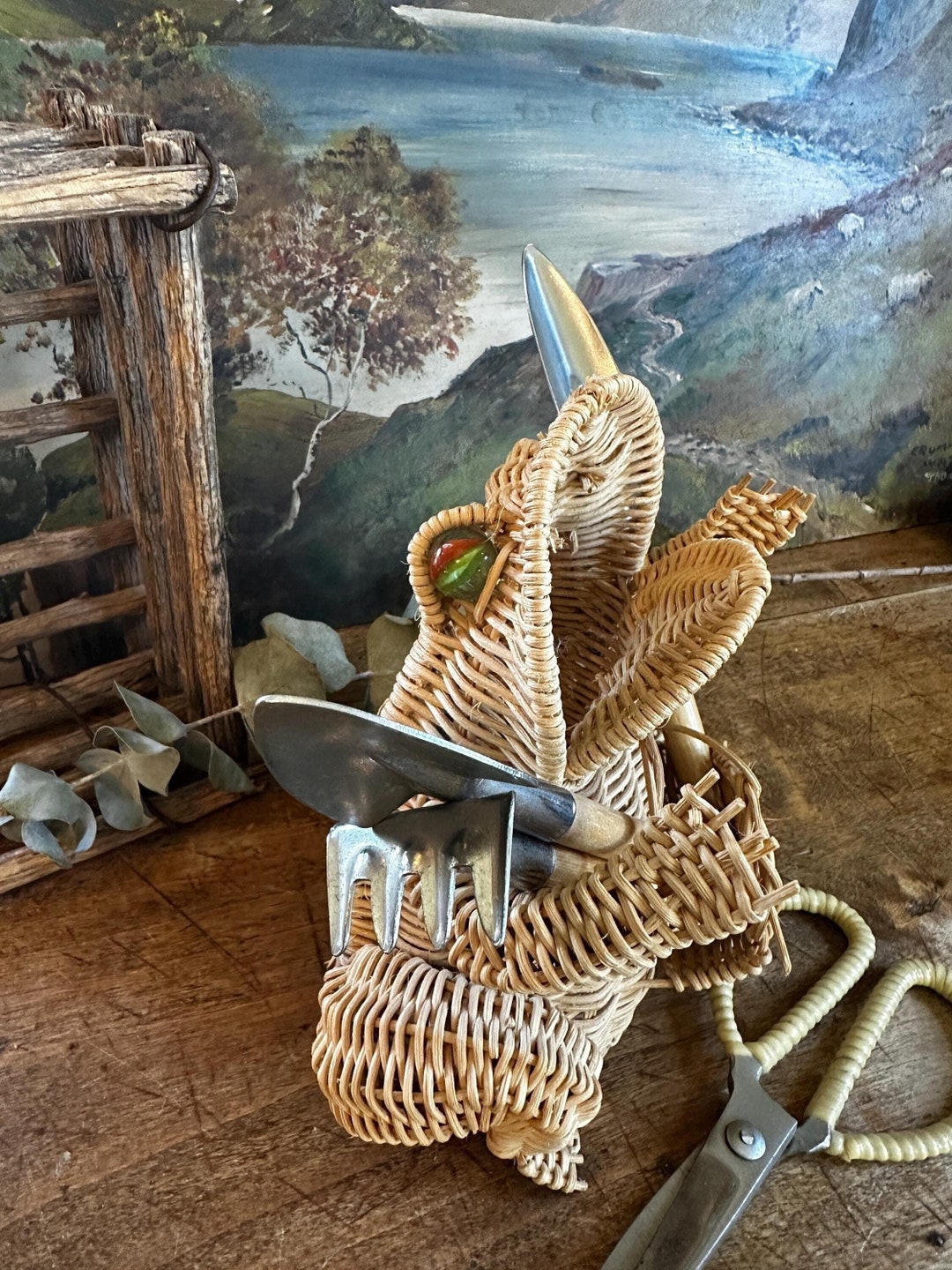Gardening | Wicker | Frog | Basket | Bonsai | Assorted Tools | Rake ...
