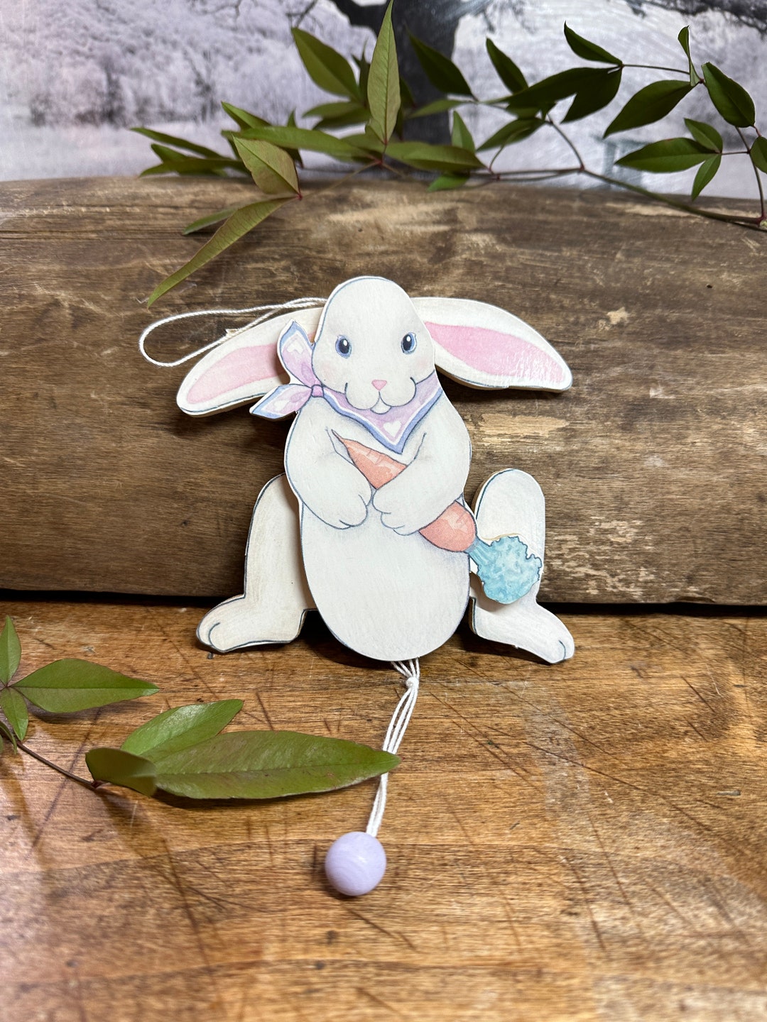 Pull String | Jumping Jack | Bunny Rabbit | Wooden Toy | Easter ...
