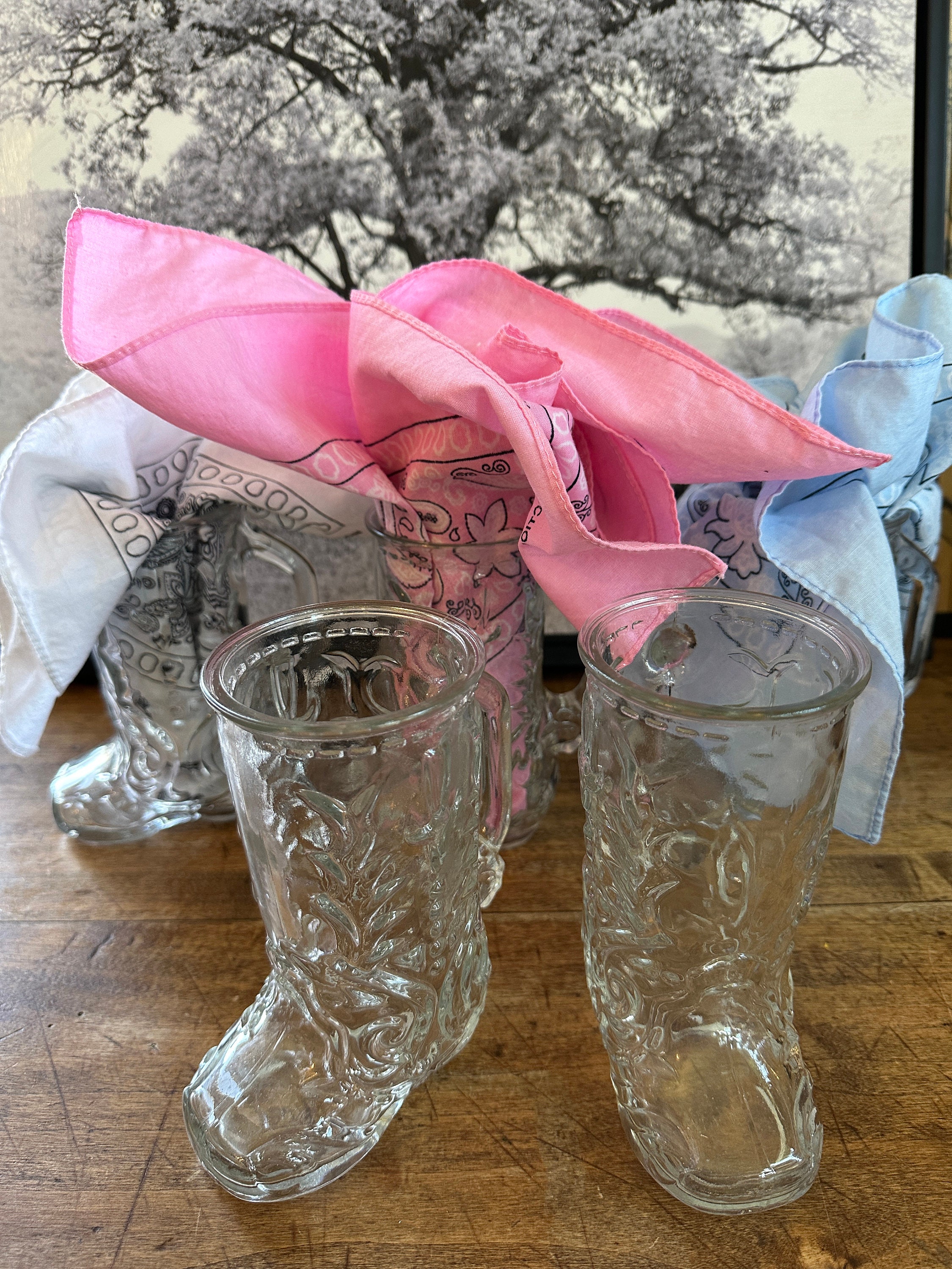 Pressed Glass Cowboy Boot Glasses Party Decor Fourth - Etsy