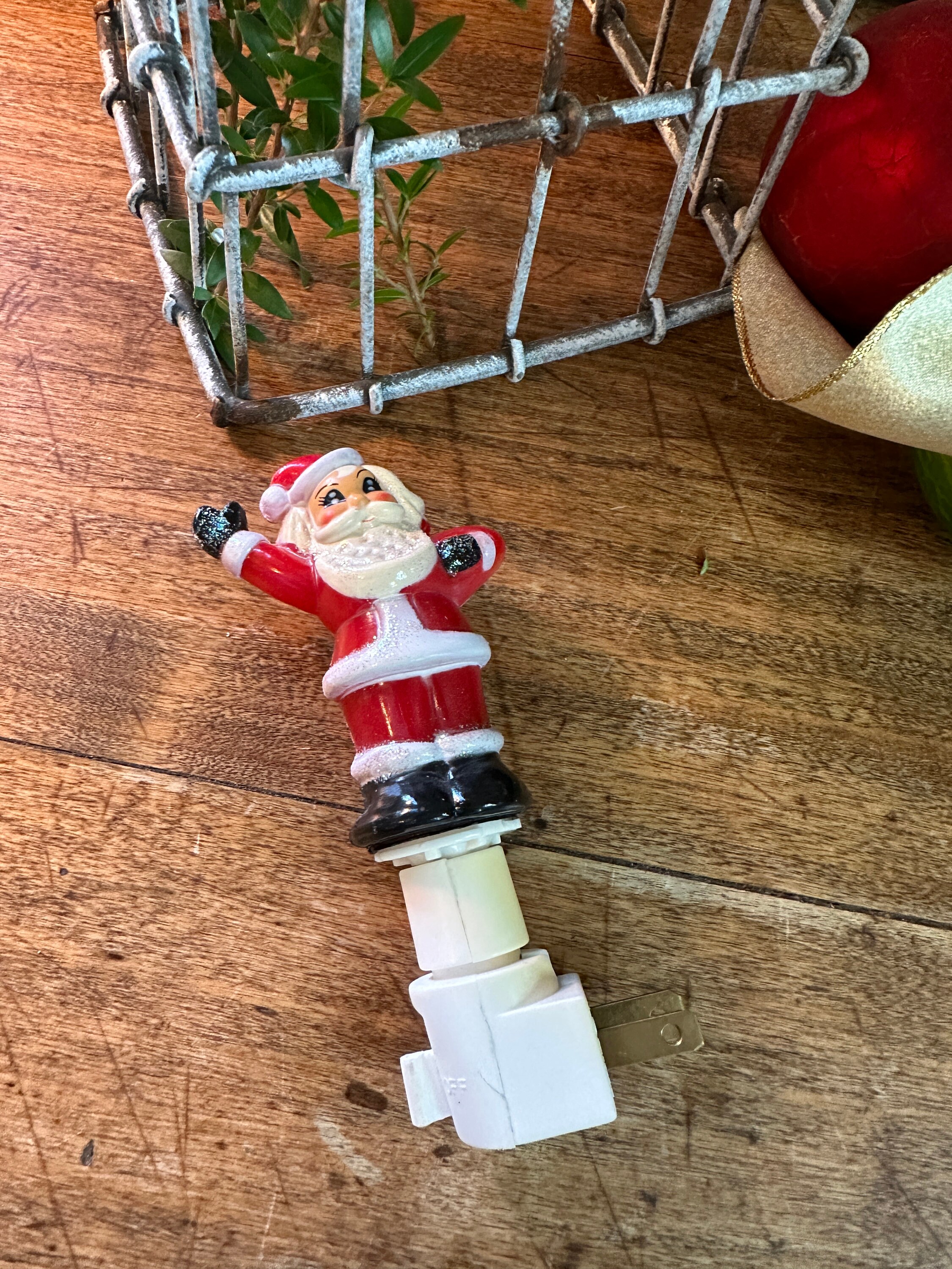 Vintage Christopher Radko Shiny Brite Jolly Santa Night Light Plug in ...