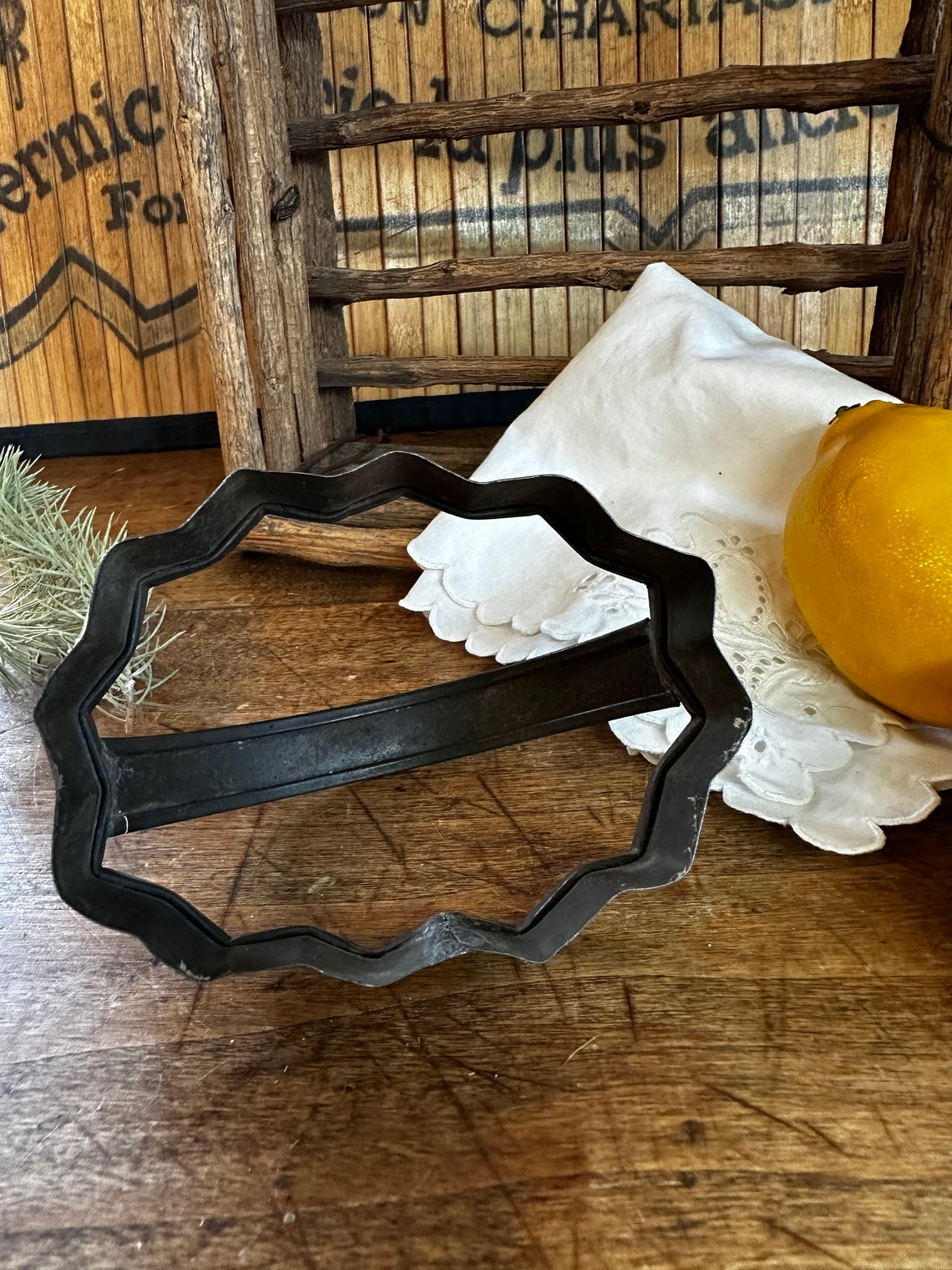 Antique | Tin | Biscuit Cutter | Scalloped | Handled | Cookies | Baking ...