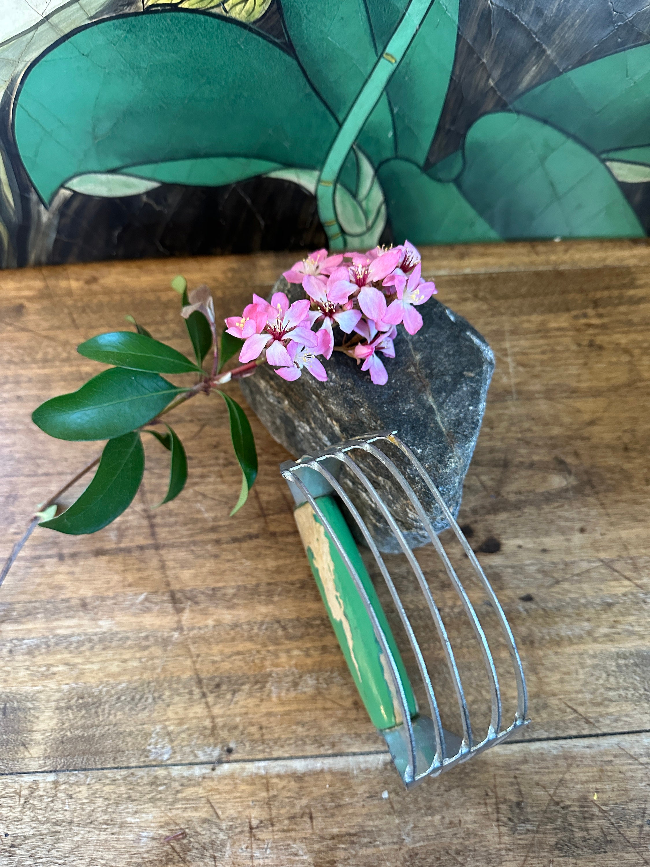 Green Wooden Handled Wire Pastry Cutter A&J Dough Blender depression ...