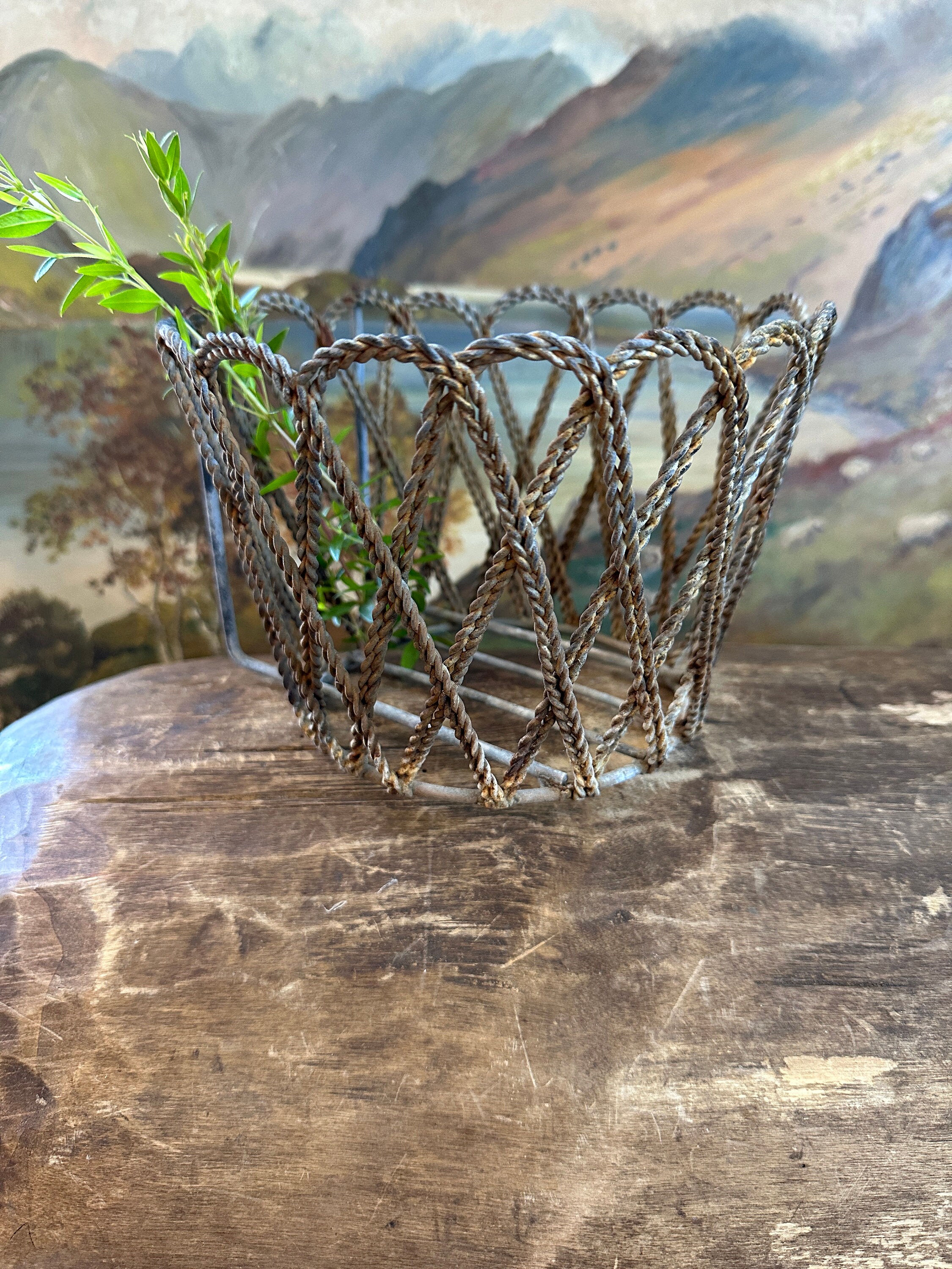 French | Jardiniere | Country Garden | Twisted Wire | Basket | Hanging ...