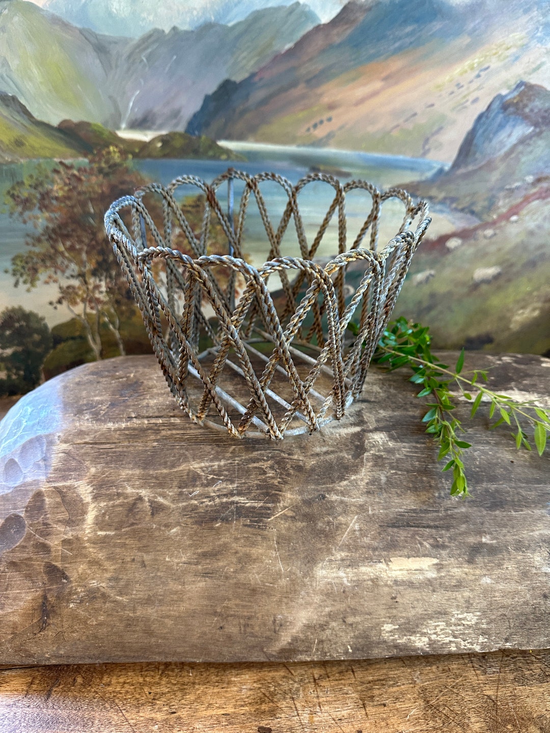 French | Jardiniere | Country Garden | Twisted Wire | Basket | Hanging ...