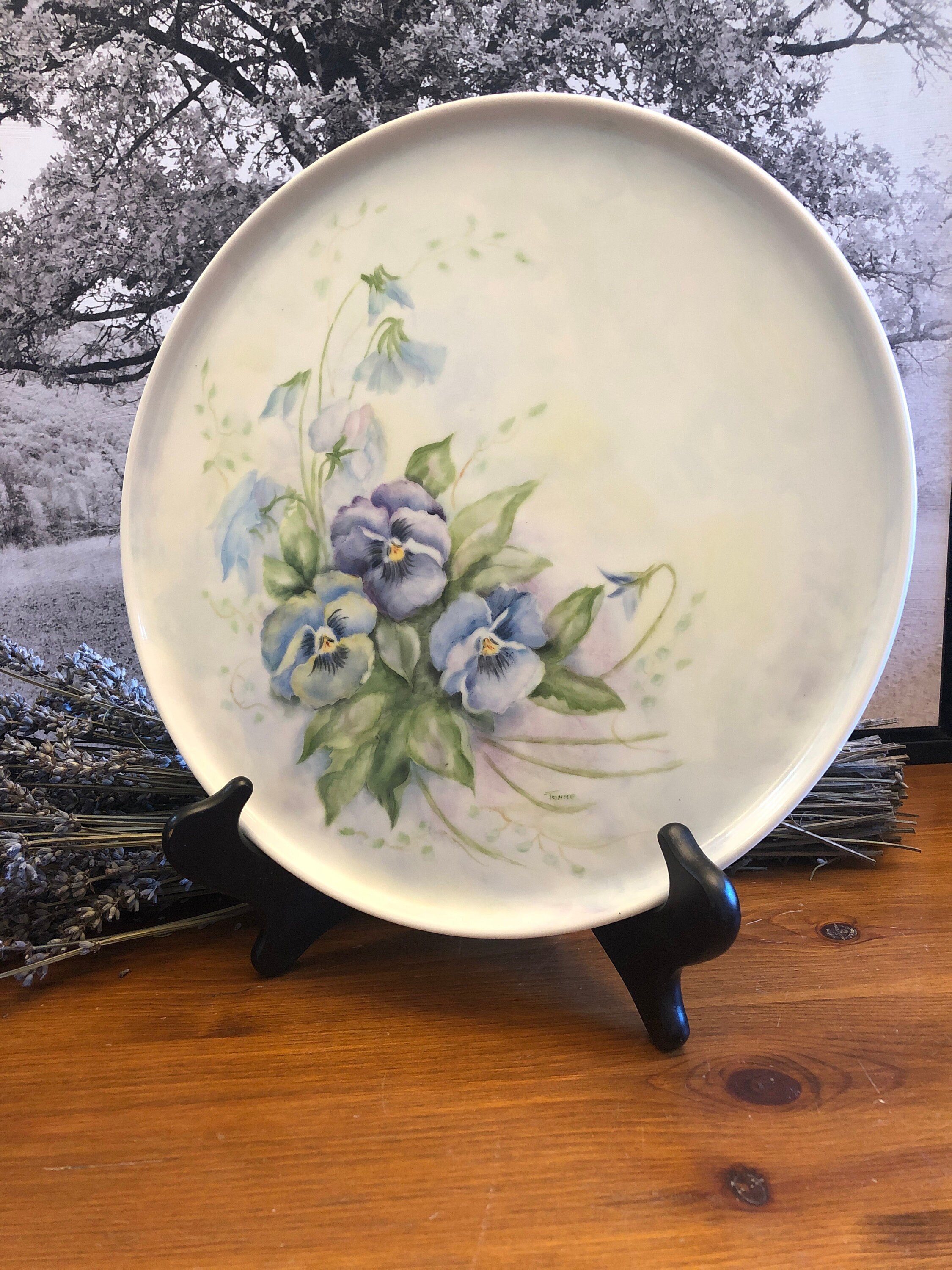 Hand Painted | Pansy | Tray | Plate | Serving Platter - Etsy