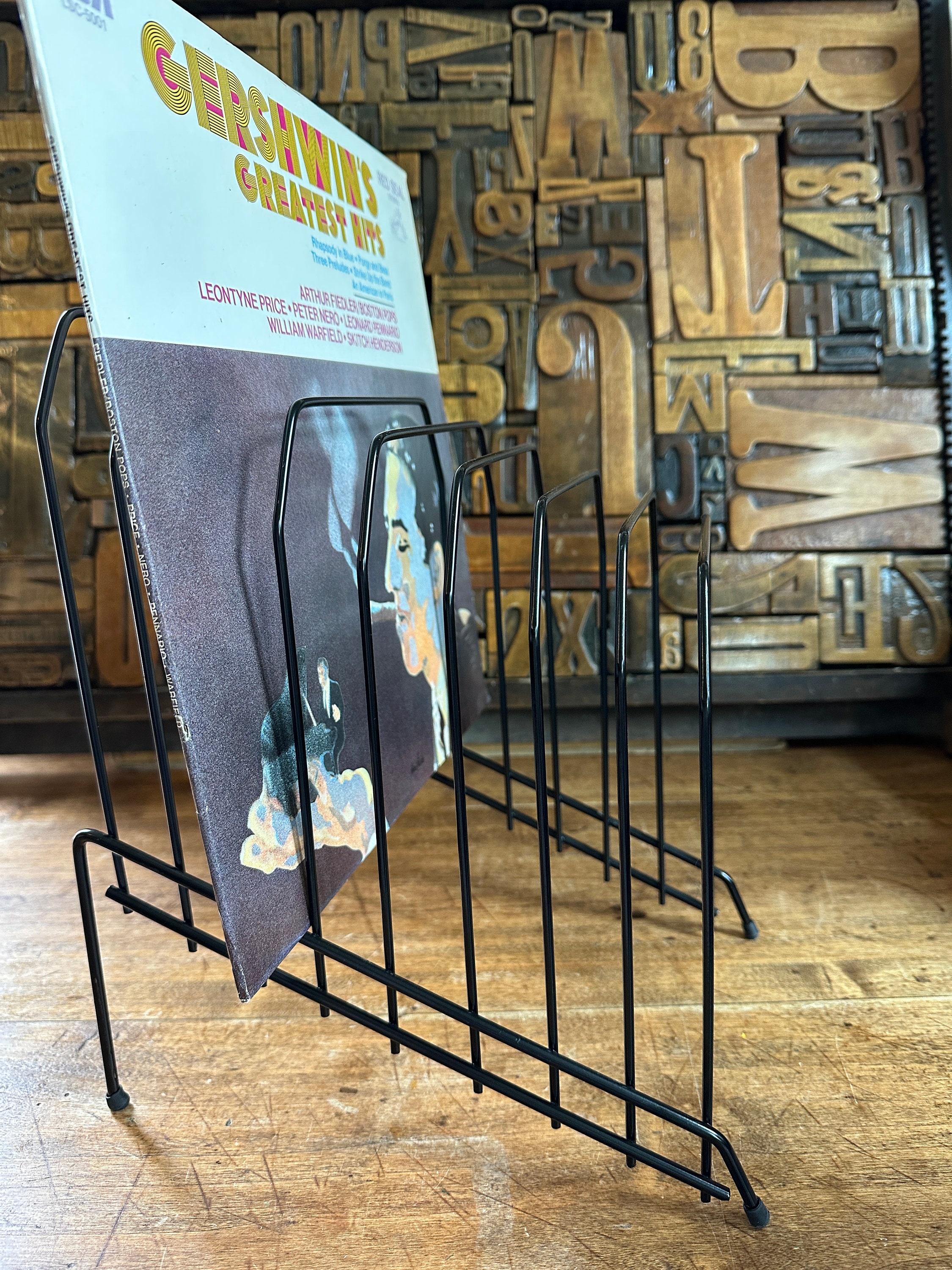 Black Wire Record Vinyl L Storage Display Plate Rack File Holder 8 Slot ...