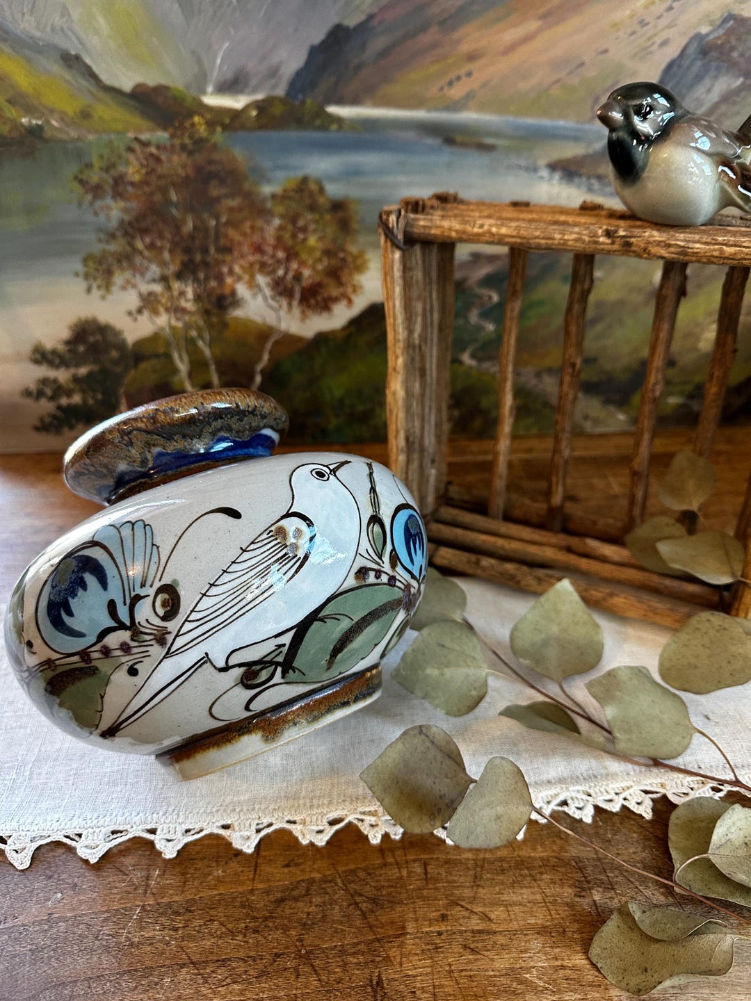 Ken Edwards | Stylized | Floral | Vase | Wide Mouthed | Bulbous | Birds ...