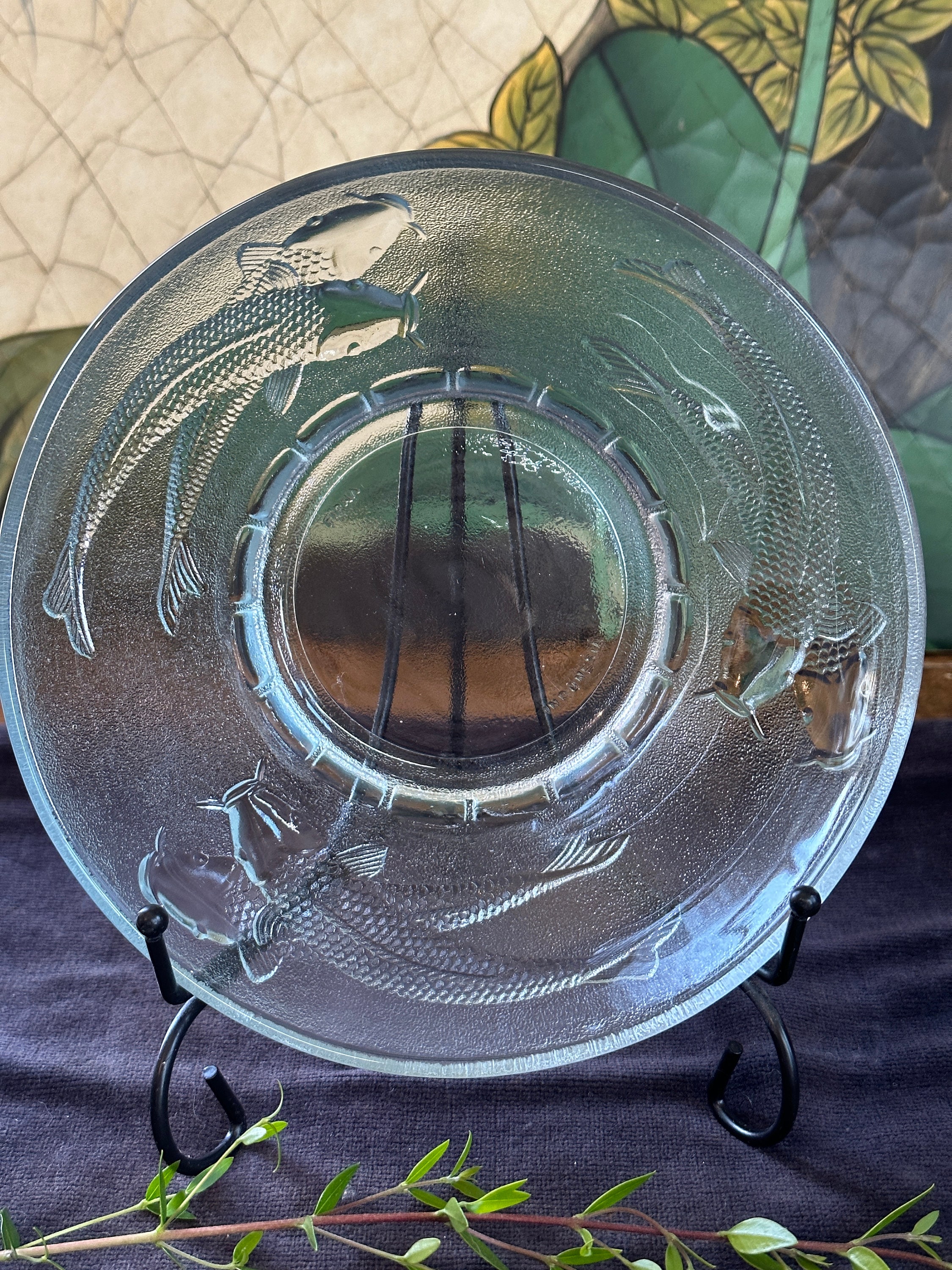 Asian Pressed Glass Bowl Koi Fish Embossed Firna Indonesia Art Glass - Etsy