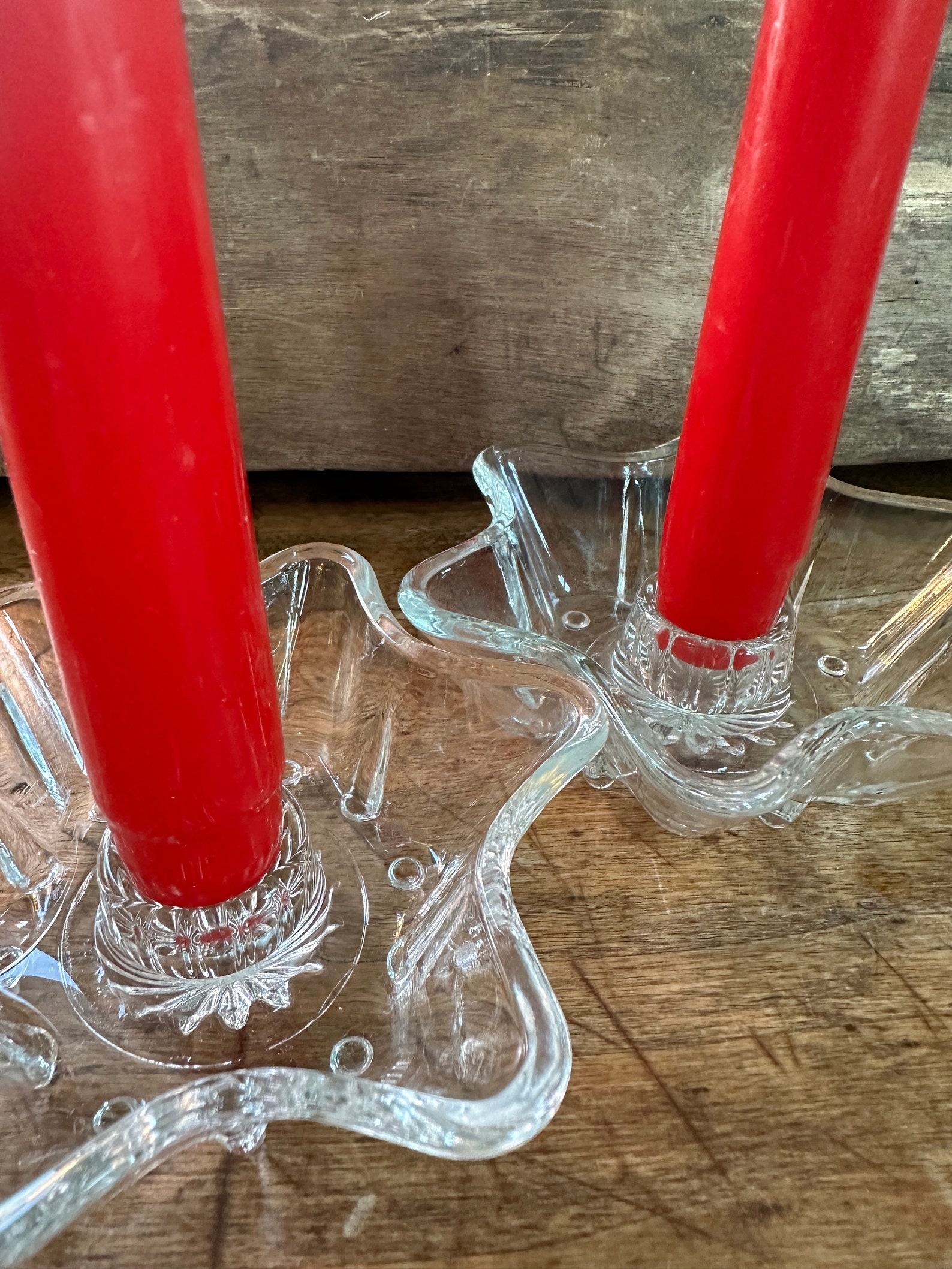 Pressed Glass Star Shaped Candle Holder Clear Glass Set of Four ...