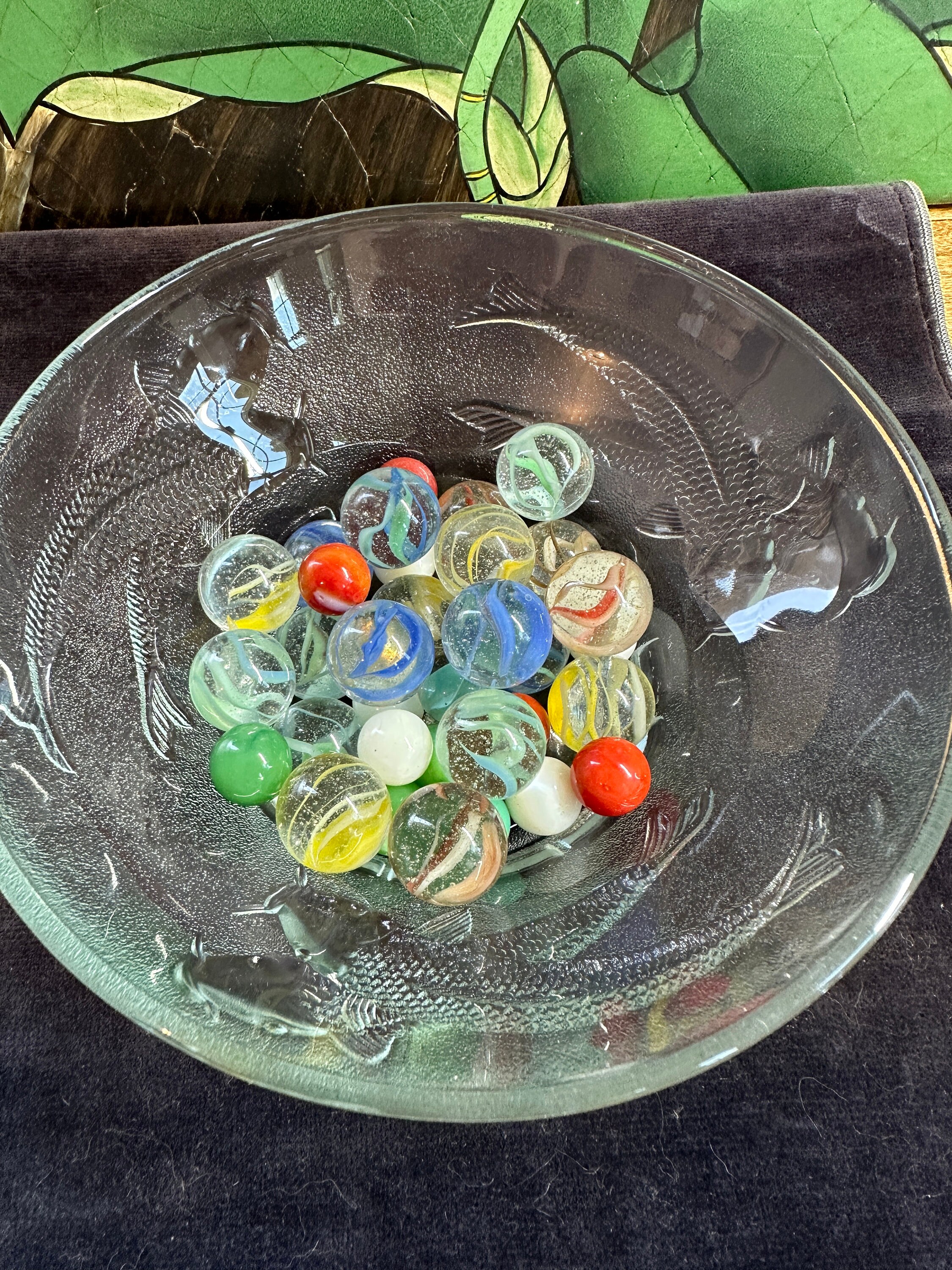 Asian Pressed Glass Bowl Koi Fish Embossed Firna Indonesia Art Glass - Etsy