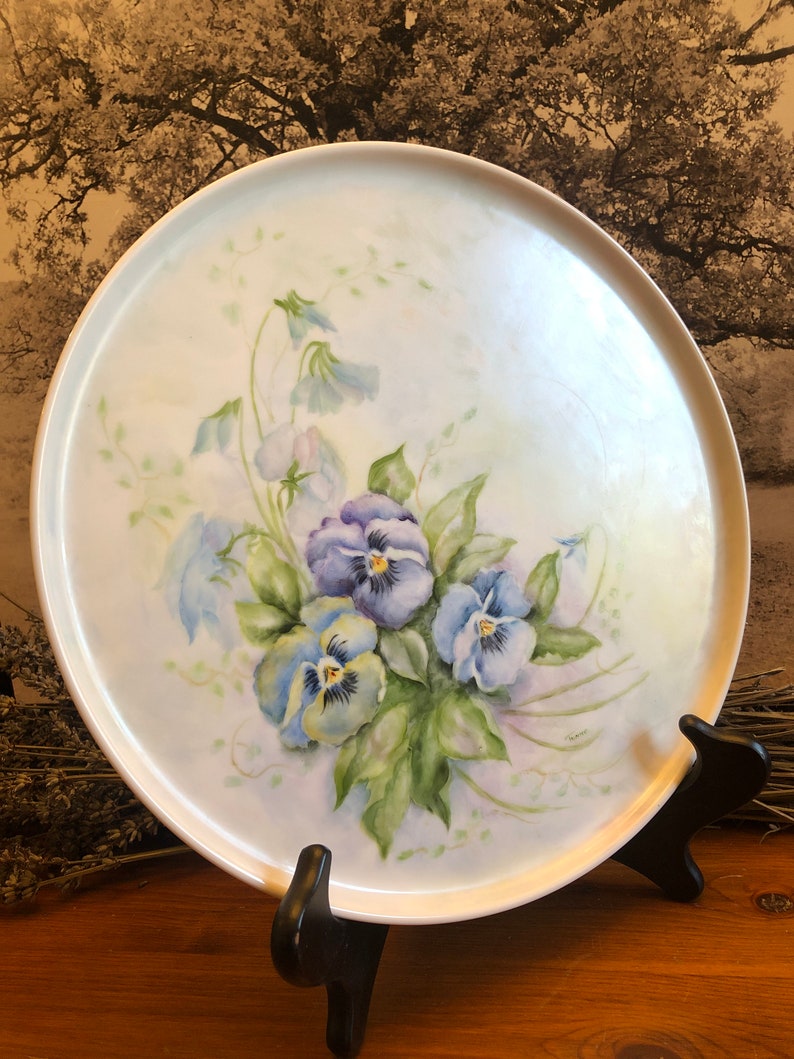 Hand Painted | Pansy | Tray | Plate | Serving Platter - Etsy