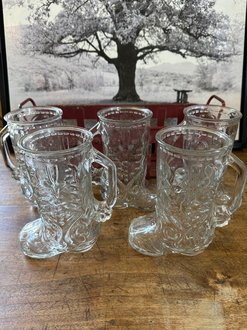 Pressed Glass Cowboy Boot Glasses Party Decor Fourth - Etsy