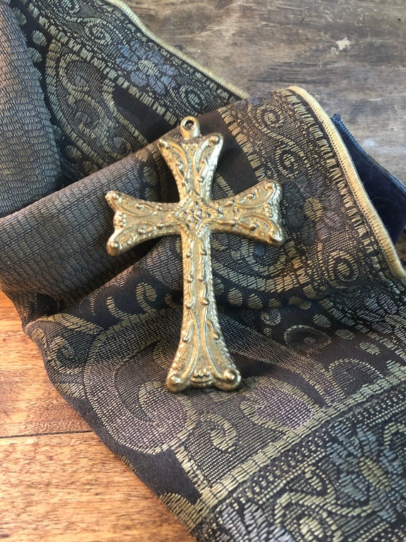 Elegant Detailed Golden Cross Wall Hanging Metal | Etsy
