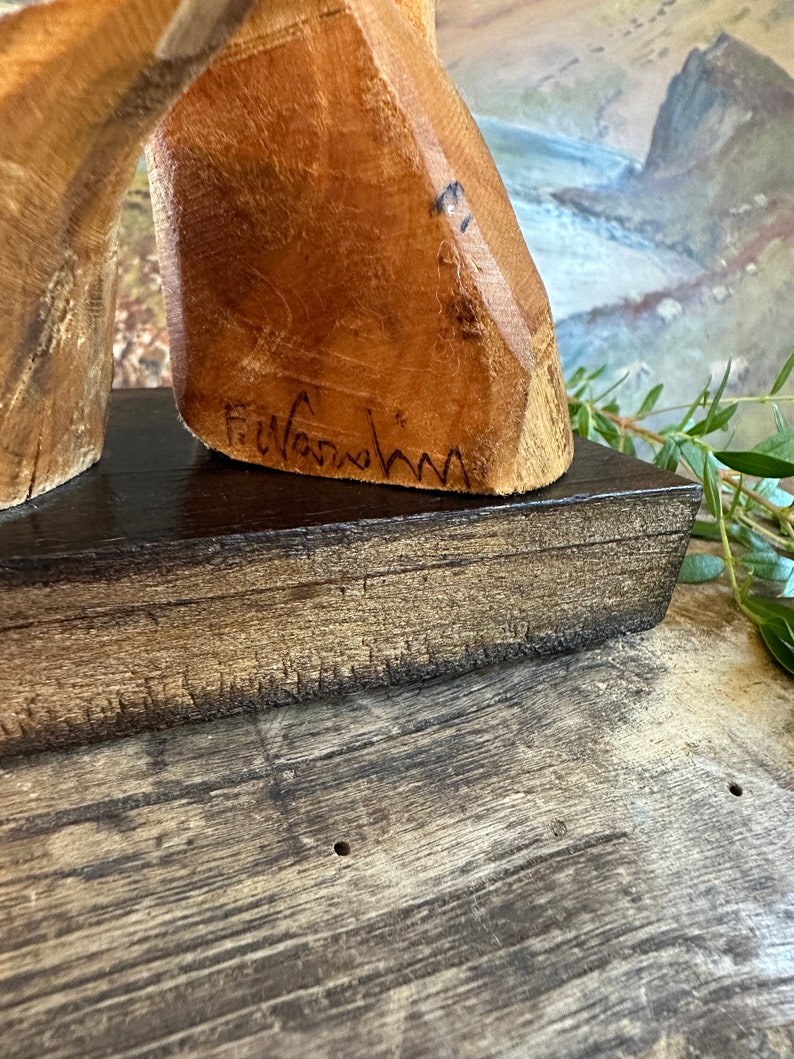 Italian | Carved | Wood | Sculpture | Cranes | Posable | Birds | Signed ...