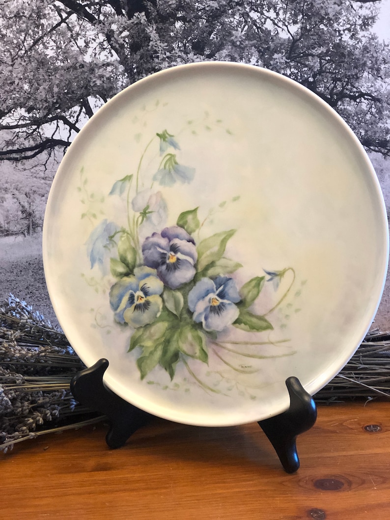Hand Painted | Pansy | Tray | Plate | Serving Platter - Etsy
