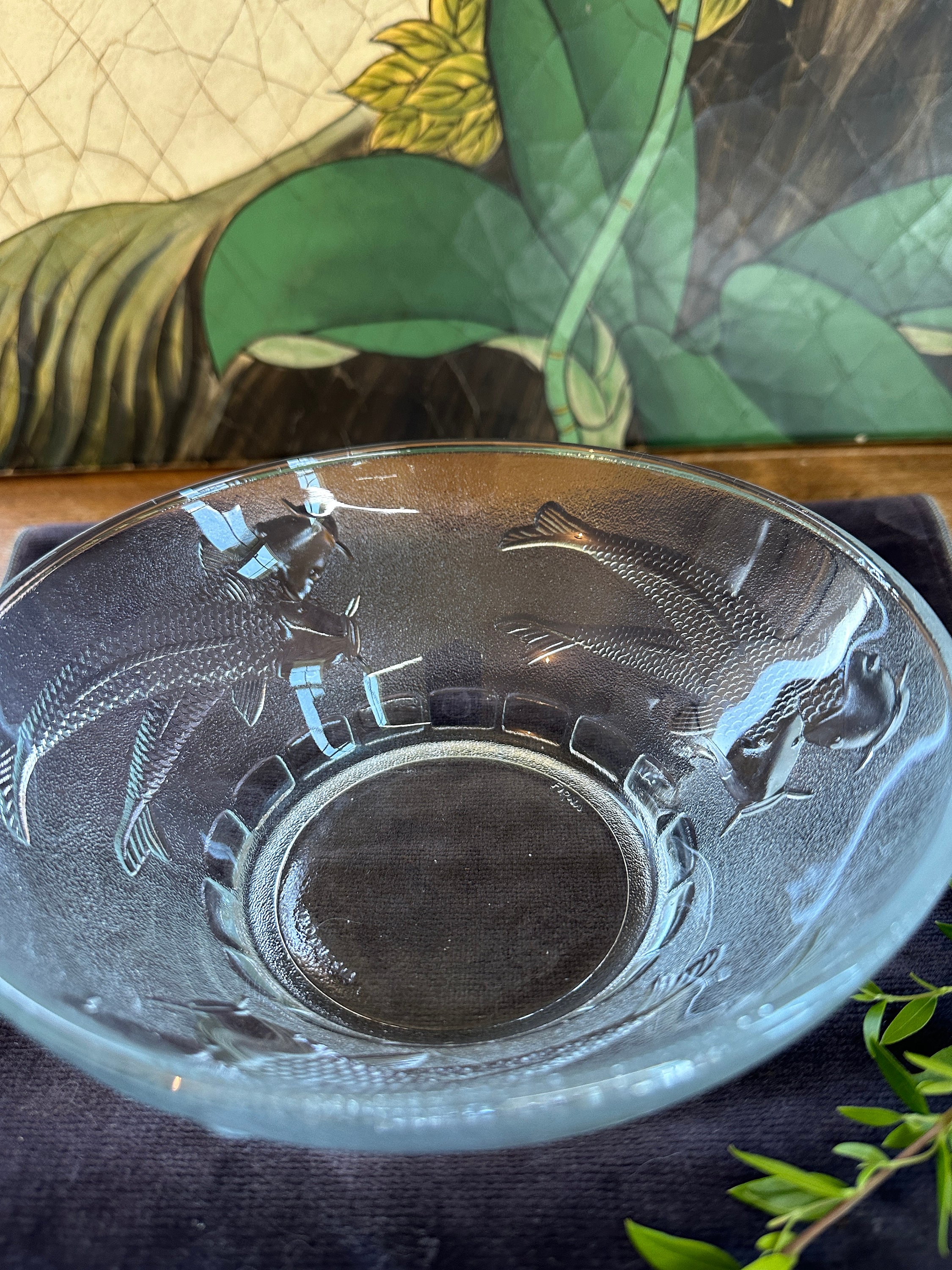 Asian Pressed Glass Bowl Koi Fish Embossed Firna Indonesia Art Glass - Etsy