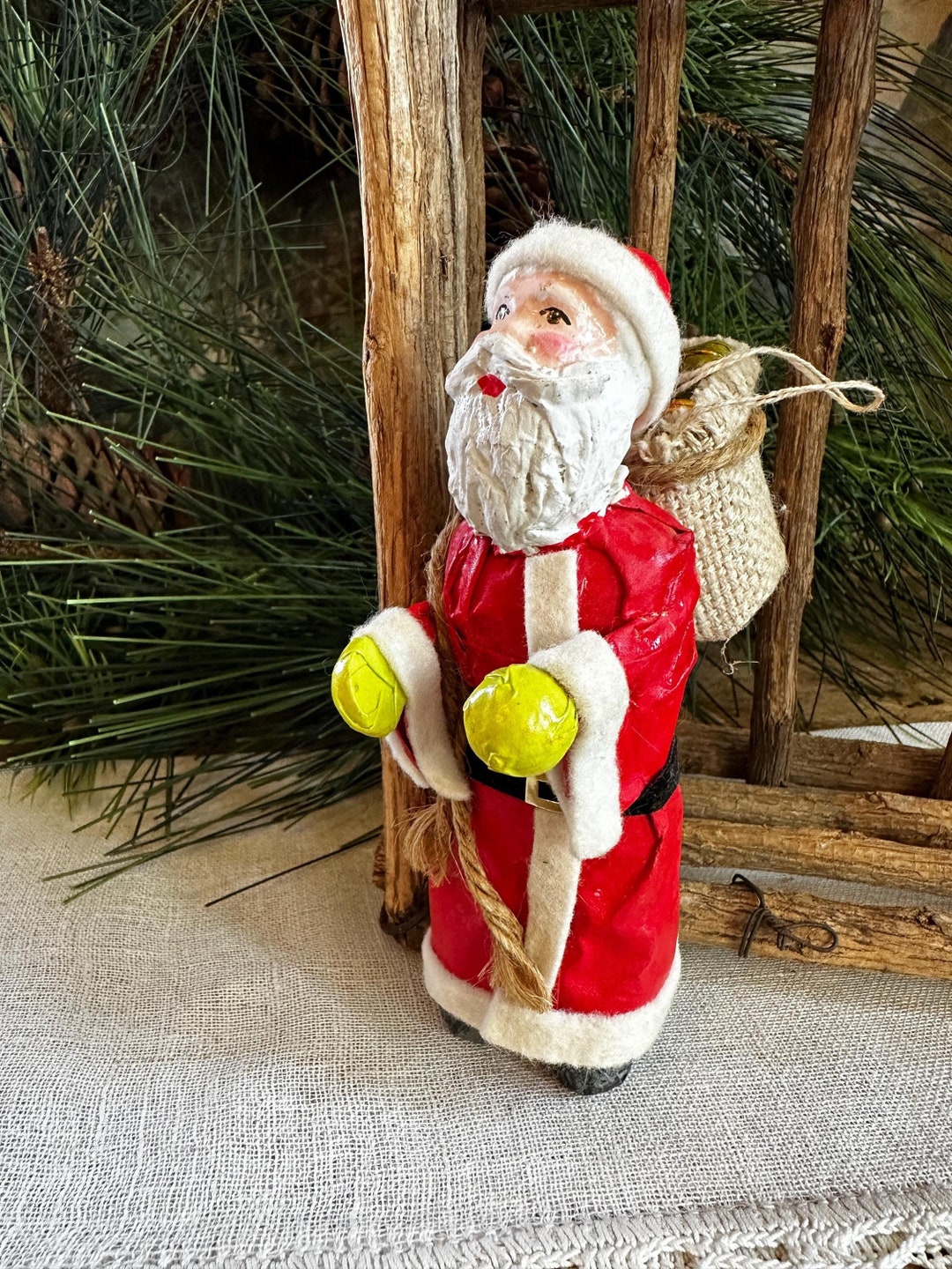 St Nicholas | Vintage | Christmas Ornament | Paper Mache | Santa | Red ...