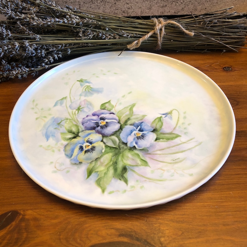 Hand Painted | Pansy | Tray | Plate | Serving Platter - Etsy
