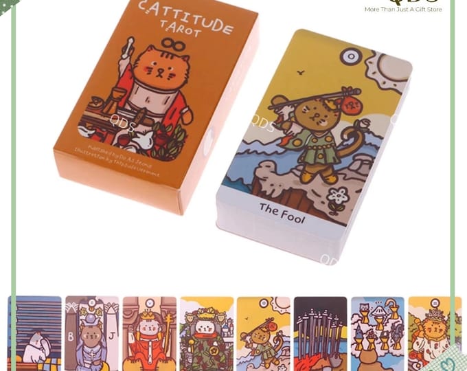 Cattitude Tarot Cards Cute Cats Tarot 10x6cm Gift for Cat Lovers ...