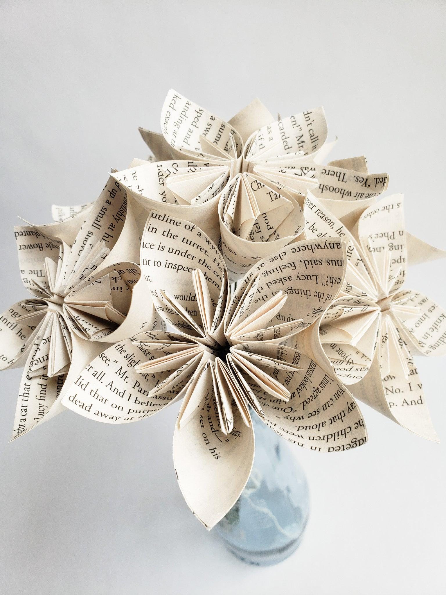 Book Page Paper Flower Bouquet - Starflowers - Etsy
