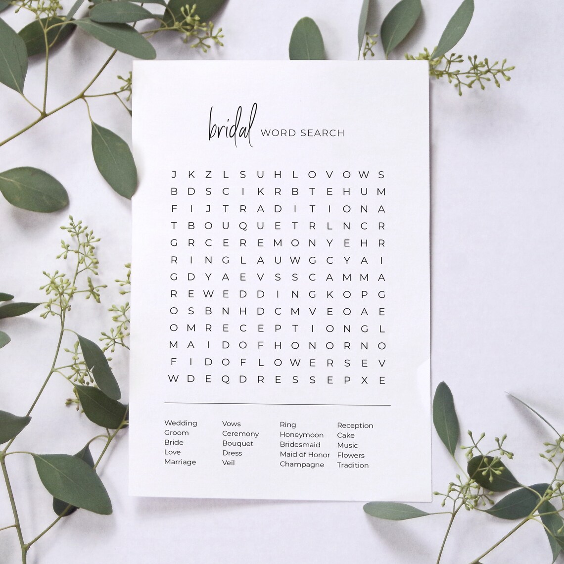 Bridal Shower Word Search | Instant Download | 5.5x8.5 Inches ...