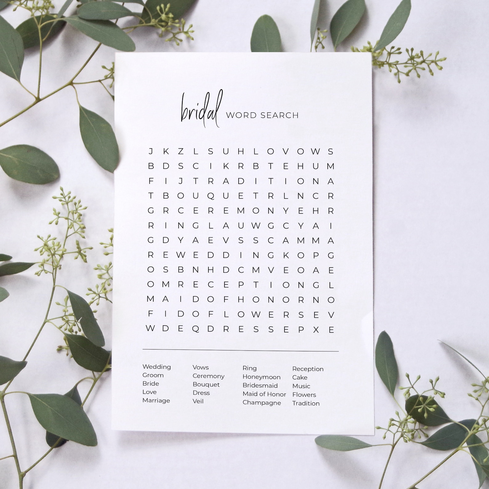 Bridal Shower Word Search | Instant Download | 5.5x8.5 Inches ...