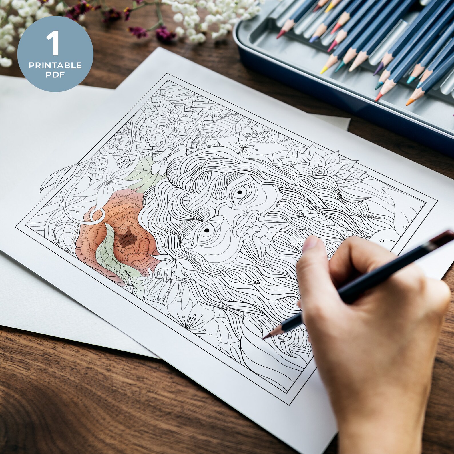 1 Printable Coloring Page | Botanical | Sasquatch | Mythical Creature ...