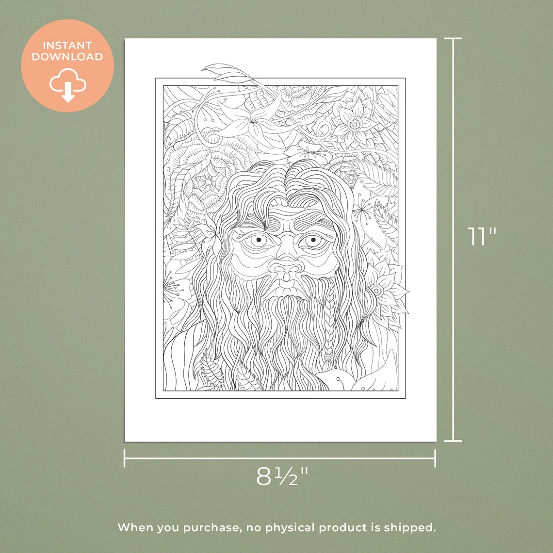 1 Printable Coloring Page | Botanical | Sasquatch | Mythical Creature ...