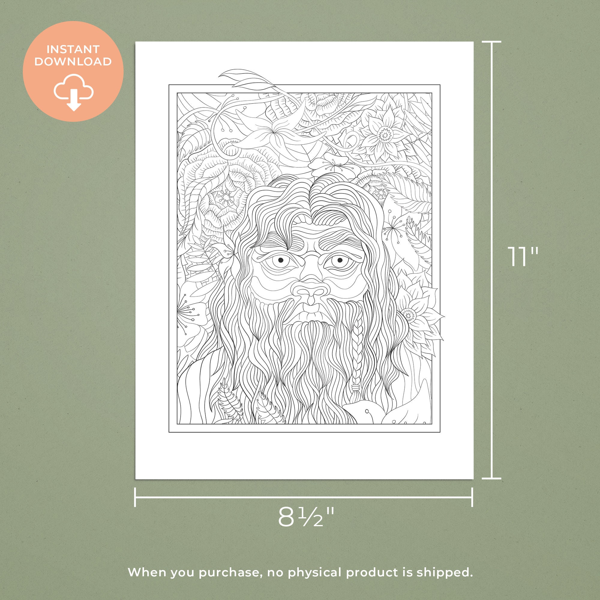 1 Printable Coloring Page | Botanical | Sasquatch | Mythical Creature ...