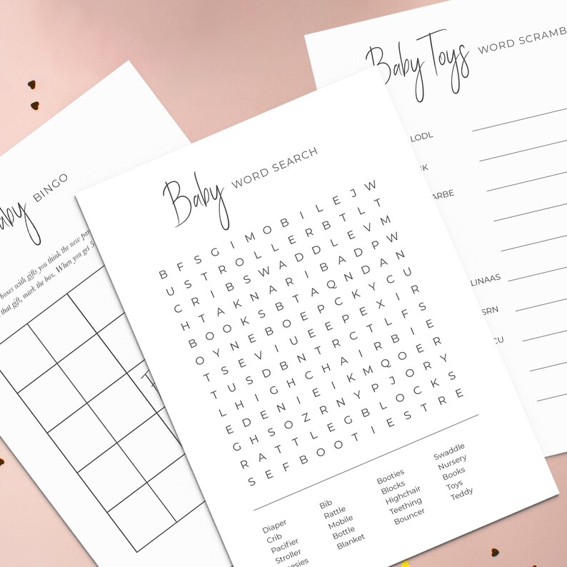 3-pack Baby Shower Word Puzzles | Instant Download | 5.5x8.5 Inches ...