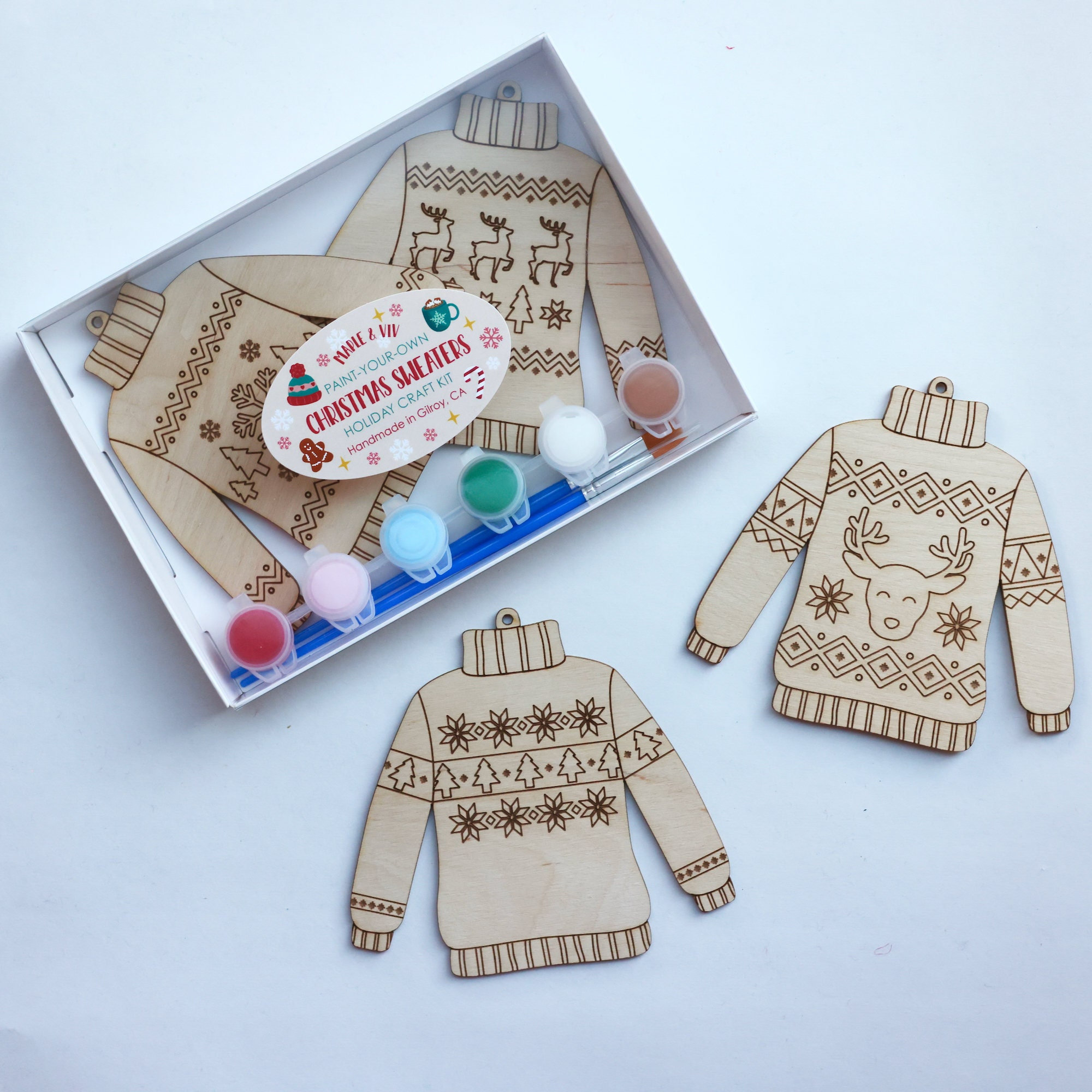 Paint-your-own Christmas Sweater Ornaments Holiday Craft Kit - Etsy