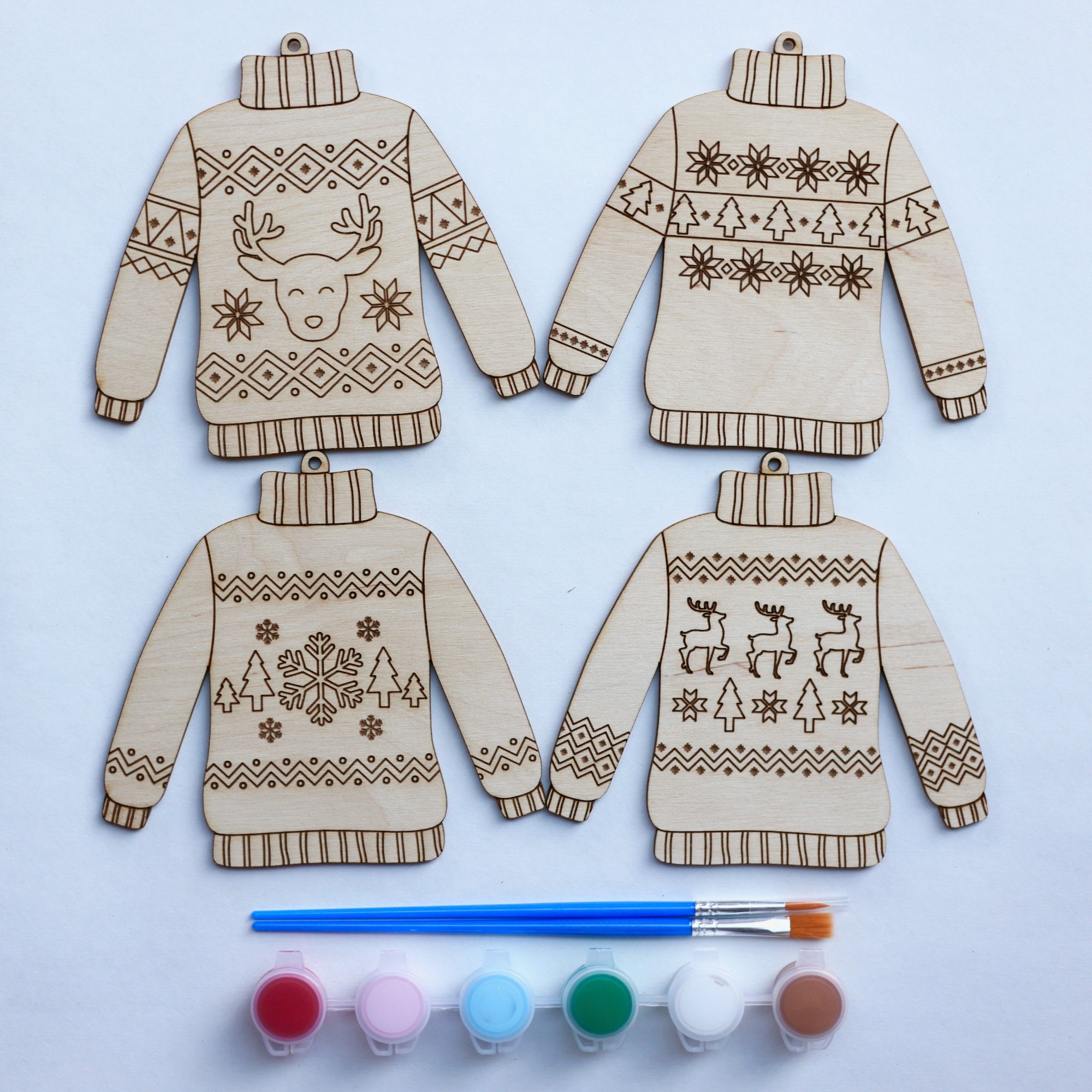 Paint-your-own Christmas Sweater Ornaments Holiday Craft Kit - Etsy