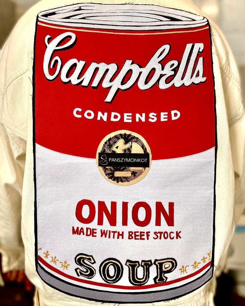 Campbell's Soup Can Denim Jacket Andy Warhol Upcycled Art Customizable ...