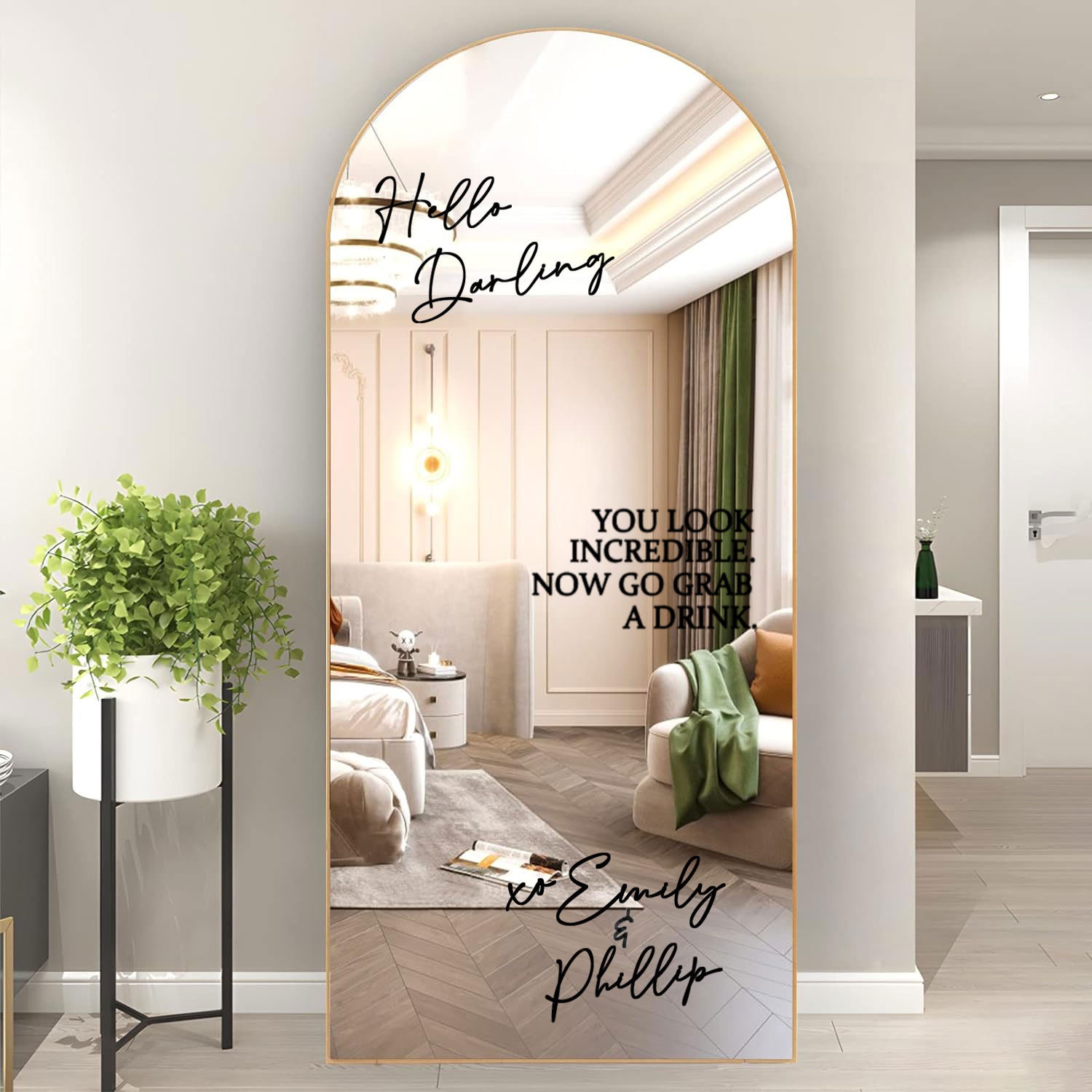 Wedding Mirror Decals | Hello Darling | You Look Incredible, Now Go ...