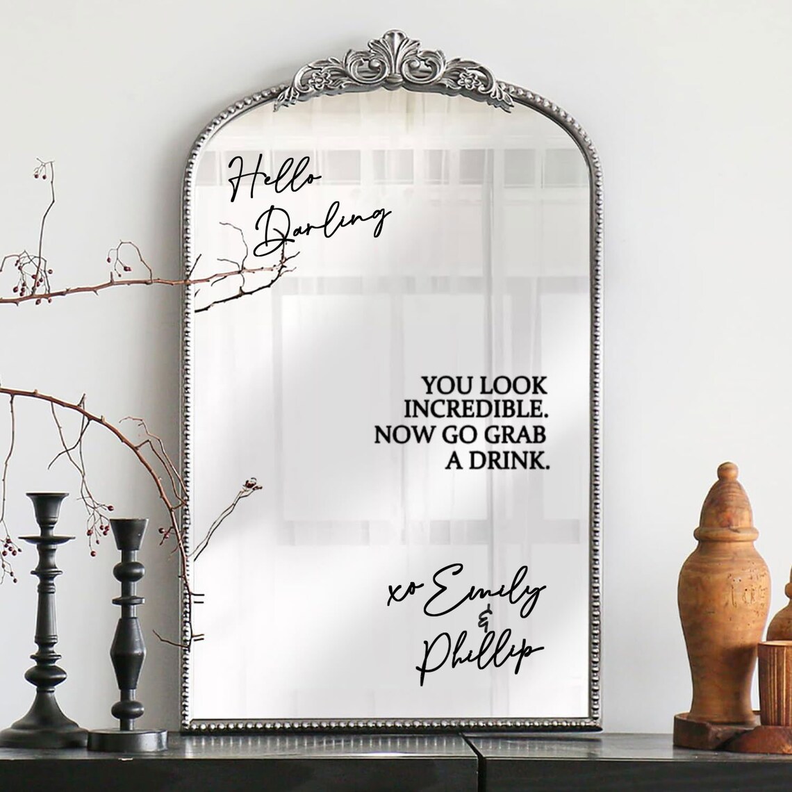 Wedding Mirror Decals | Hello Darling | You Look Incredible, Now Go ...