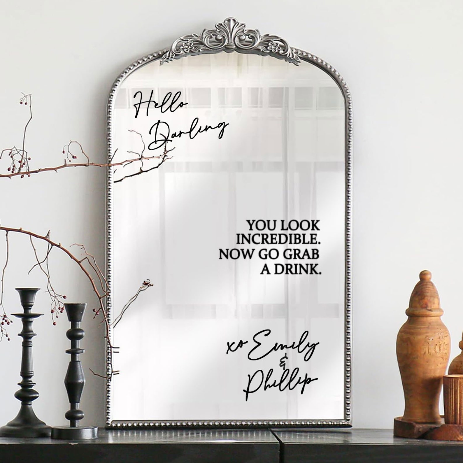 Wedding Mirror Decals | Hello Darling | You Look Incredible, Now Go ...