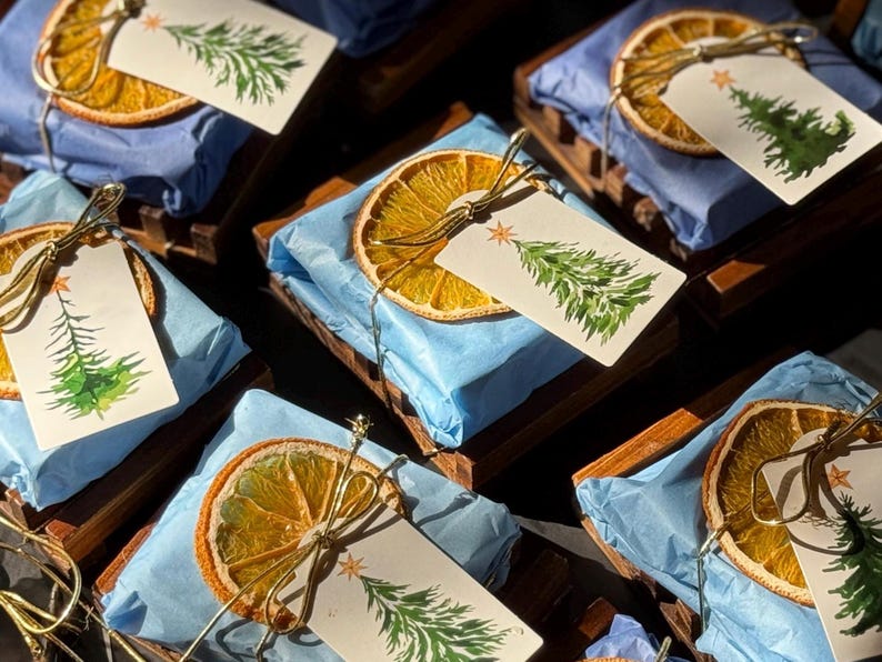 Christmas Soap Gift Set With Wooden Dish: Handmade Holiday Soap Bar - Etsy