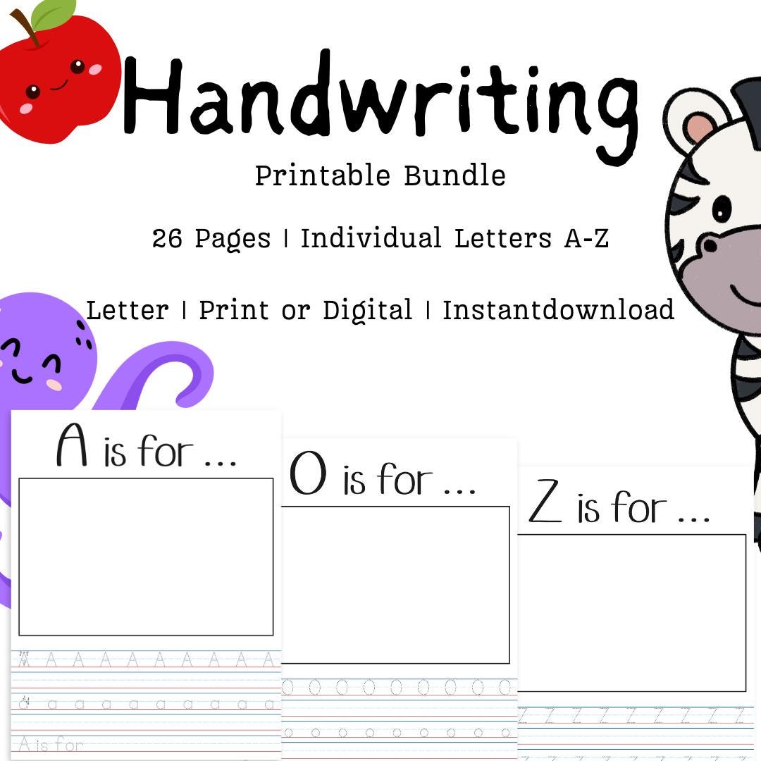 Handwriting Practice for Kids Printable PDF Digital Download 26 ...