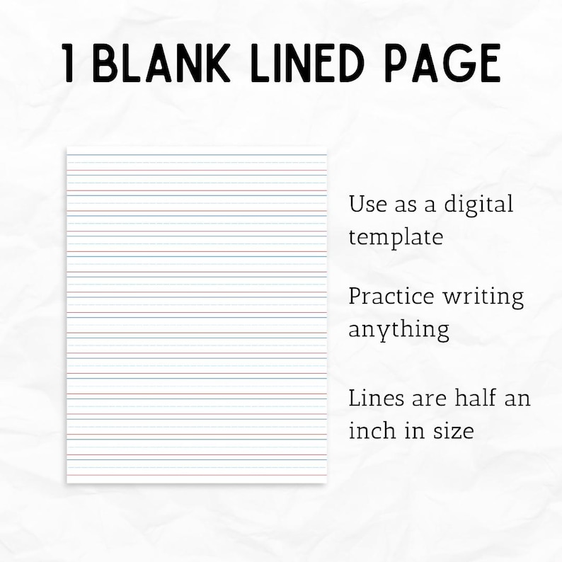 Handwriting Practice for Kids Printable PDF Digital Download 1 Blank ...