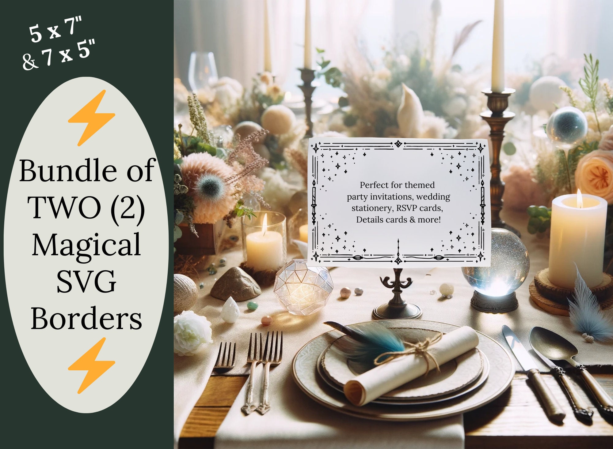 BUNDLE Magical SVG Borders, Subtle Magical Vector Frame for 5x7 Wedding ...