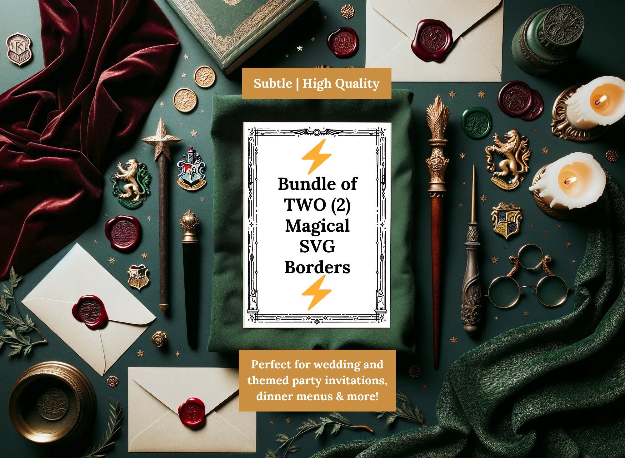 BUNDLE Magical SVG Borders, Subtle Magical Vector Frame for 5x7 Wedding ...