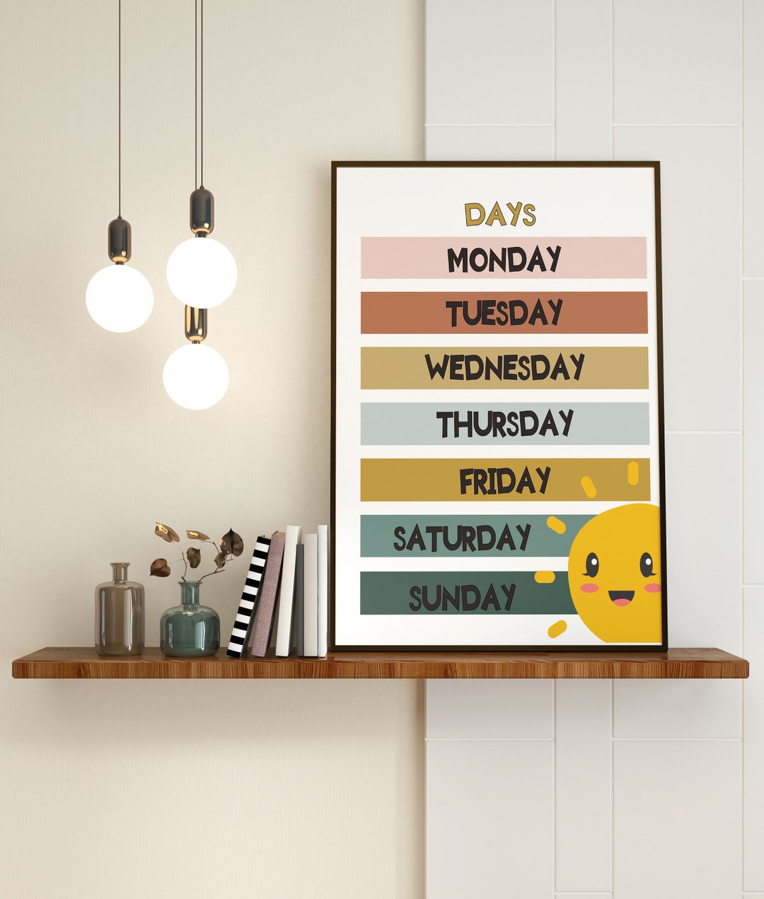 Kids Educational Print Days of the Week Weekdays Wall Art Days of the ...