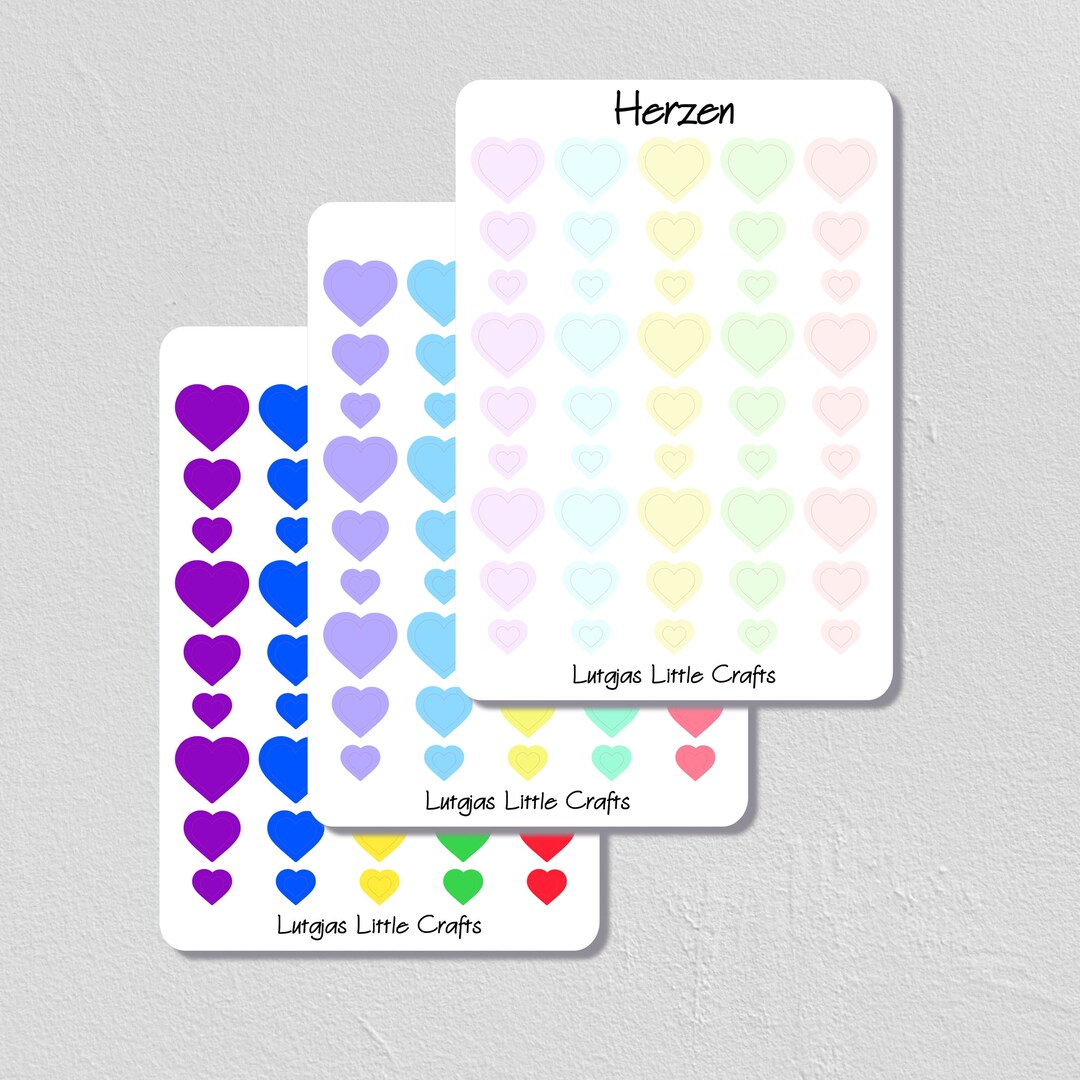 Hearts Multicolored Calendar Stickers Bullet Journal Stickers Icon ...