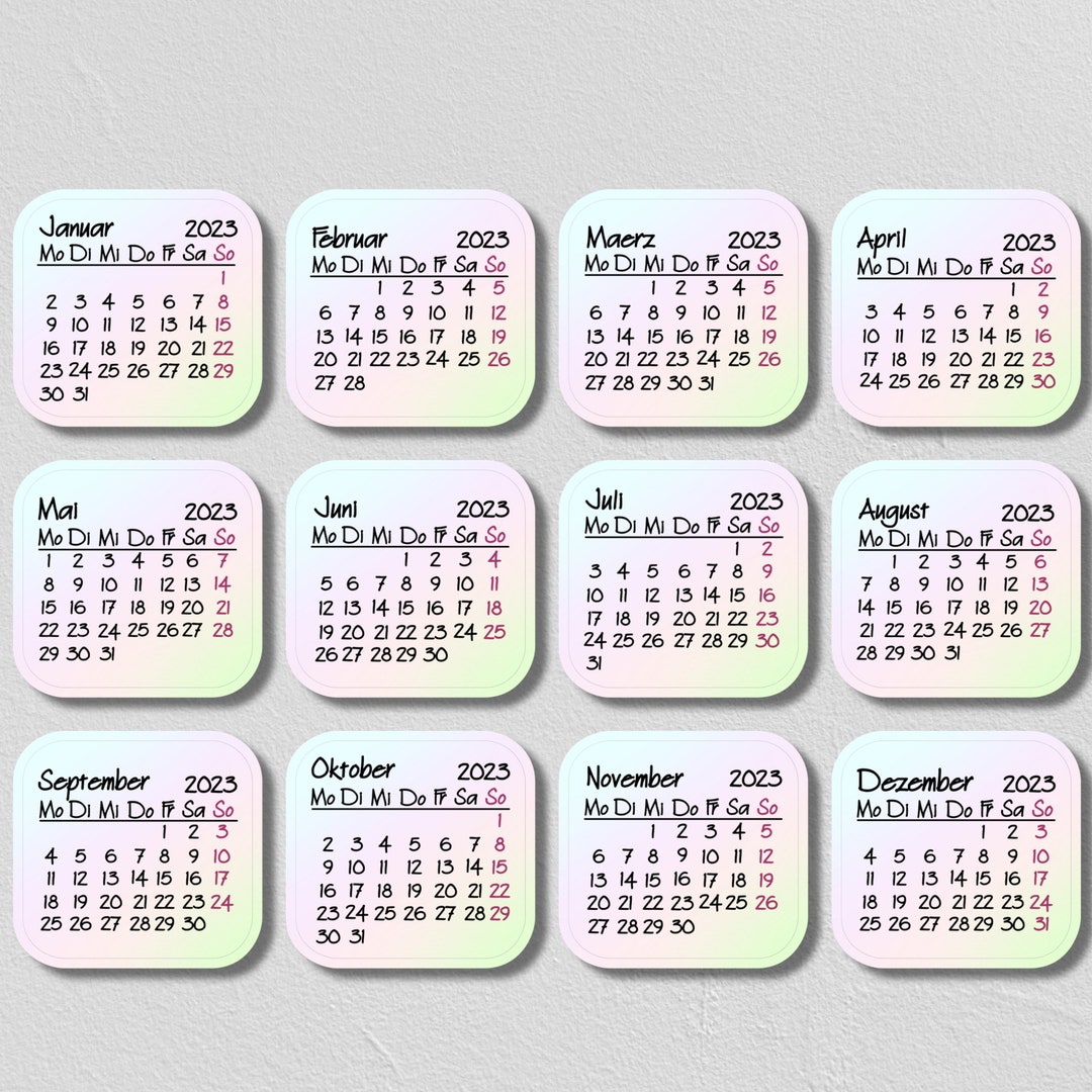 Maxi Calendar 2023 2024 Colorful Stickers Days & Dates Bullet Journal ...